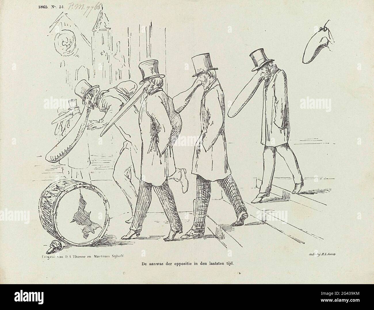 Cartoon on the members of the Oppostion with large noses, 1865; The ...