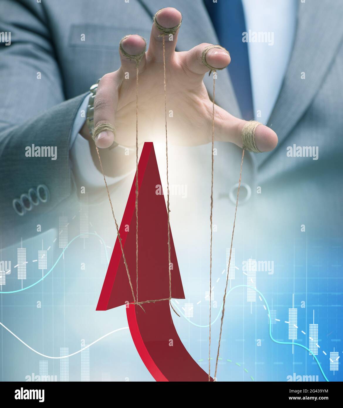 Hand supporting the growth chart line Stock Photo - Alamy