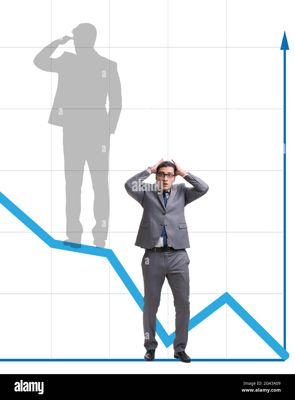 Silhouette businessman in chart Cut Out Stock Images & Pictures - Alamy