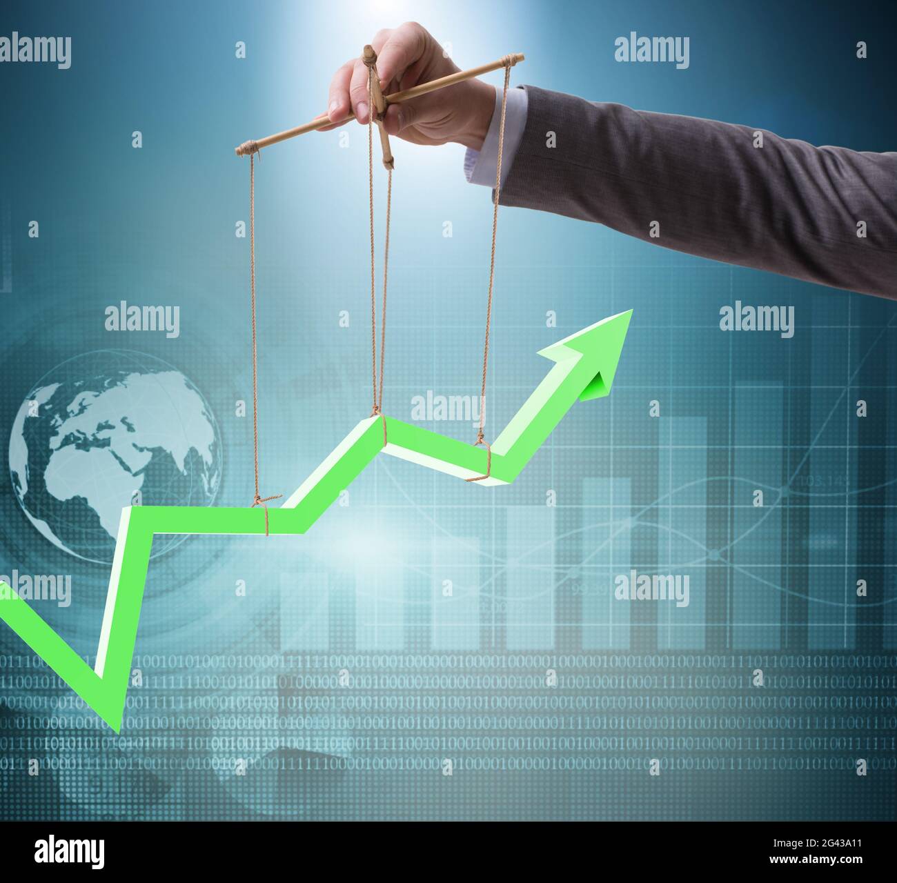 Hand supporting the growth chart line Stock Photo - Alamy