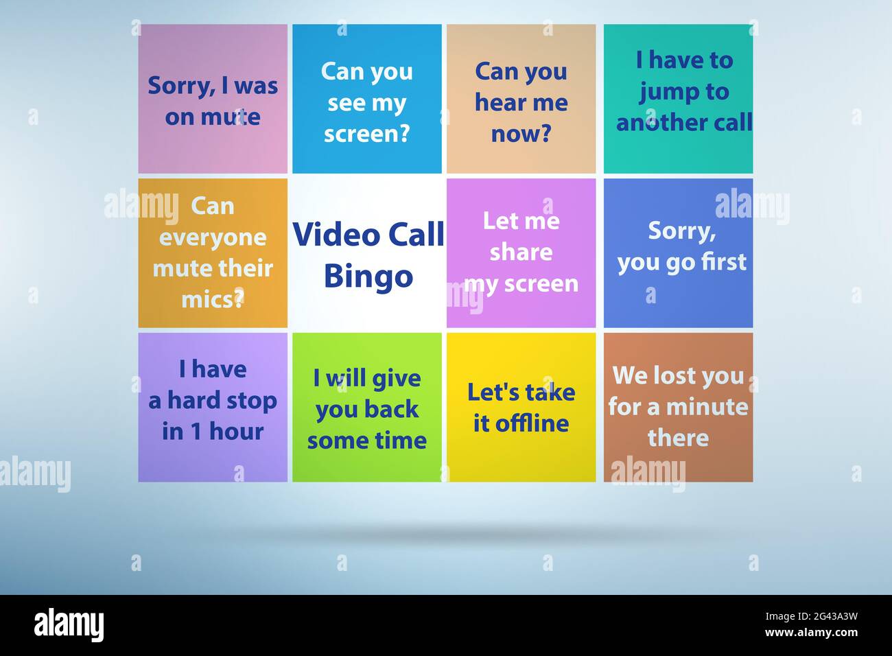 Funny concept with video call bingo Stock Photo - Alamy