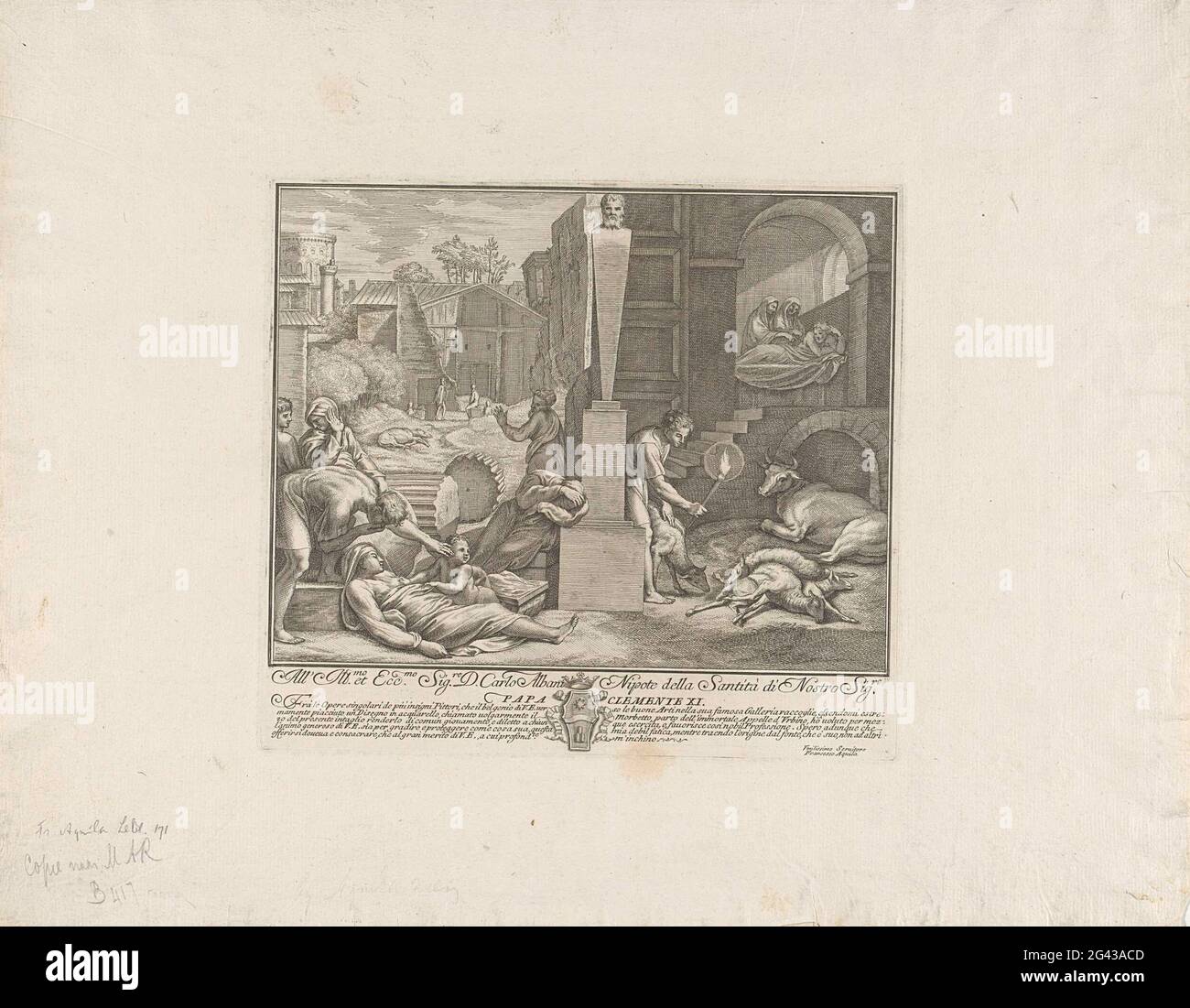 Black Death. People and animals suffering from the plague. On the right ...