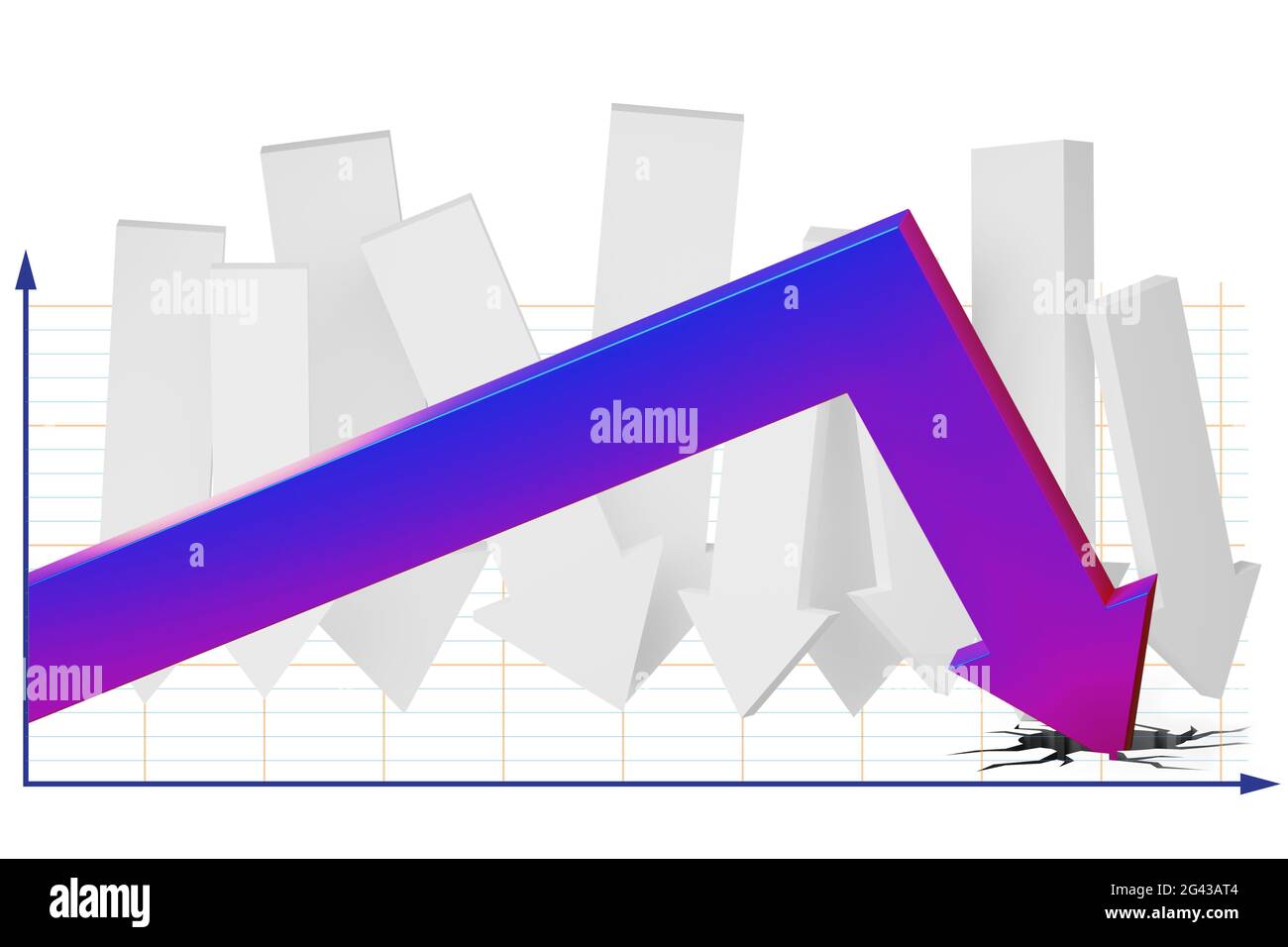 Concept of economic crisis with chart - 3d rendering Stock Photo - Alamy