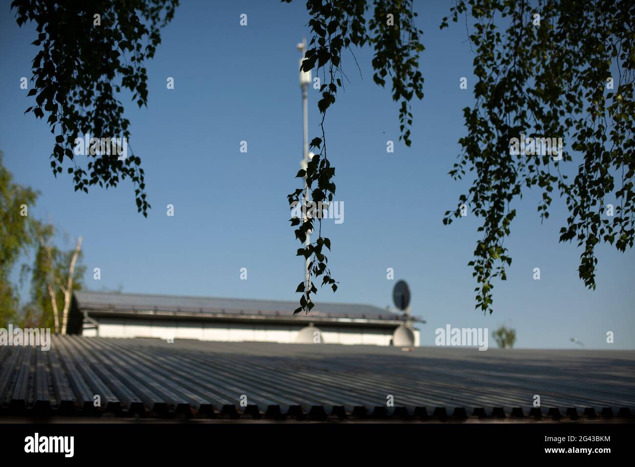 The roof of the house. The roof of an industrial building. Inclined ...