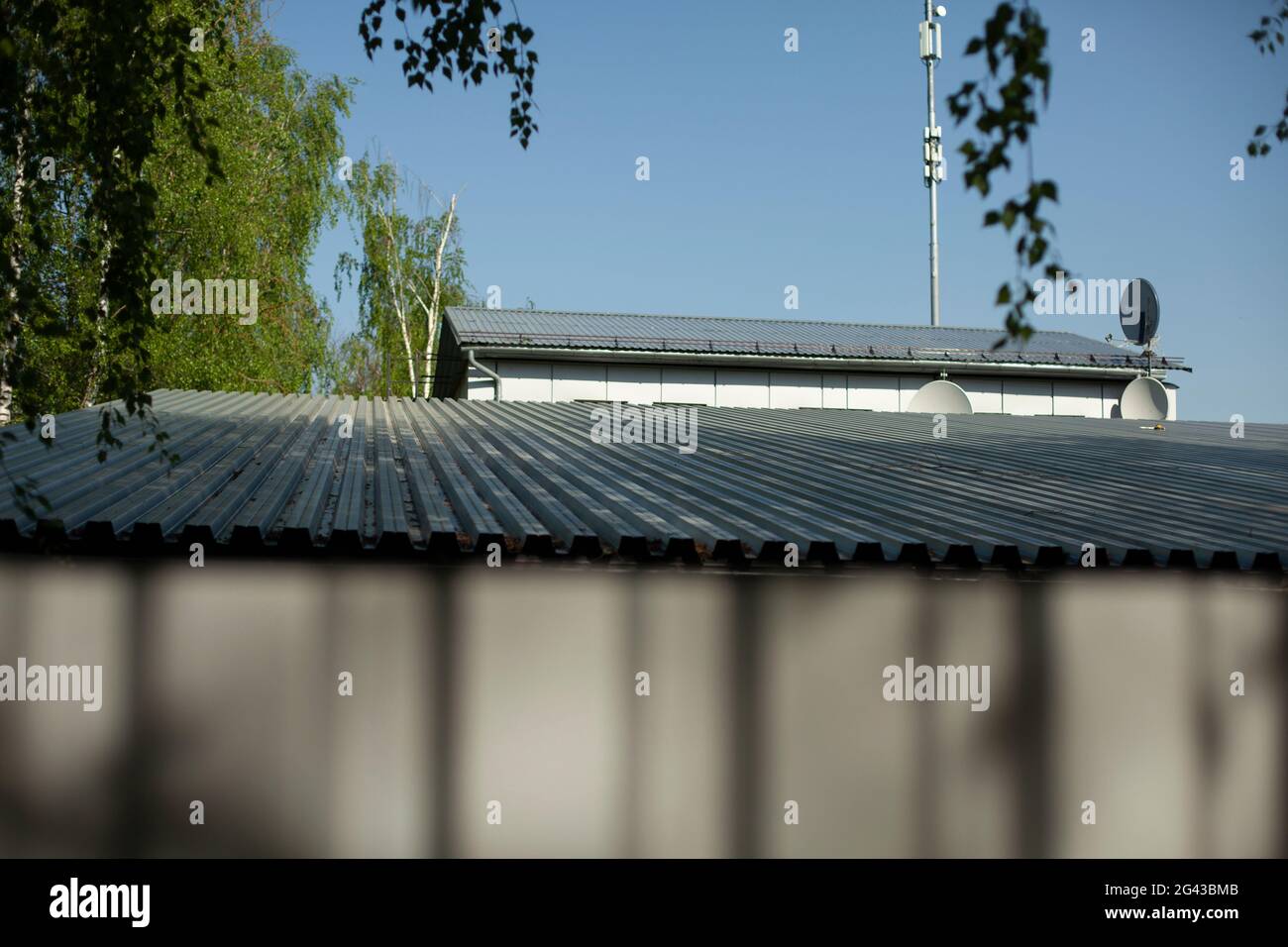The roof of the house. The roof of an industrial building. Inclined ...