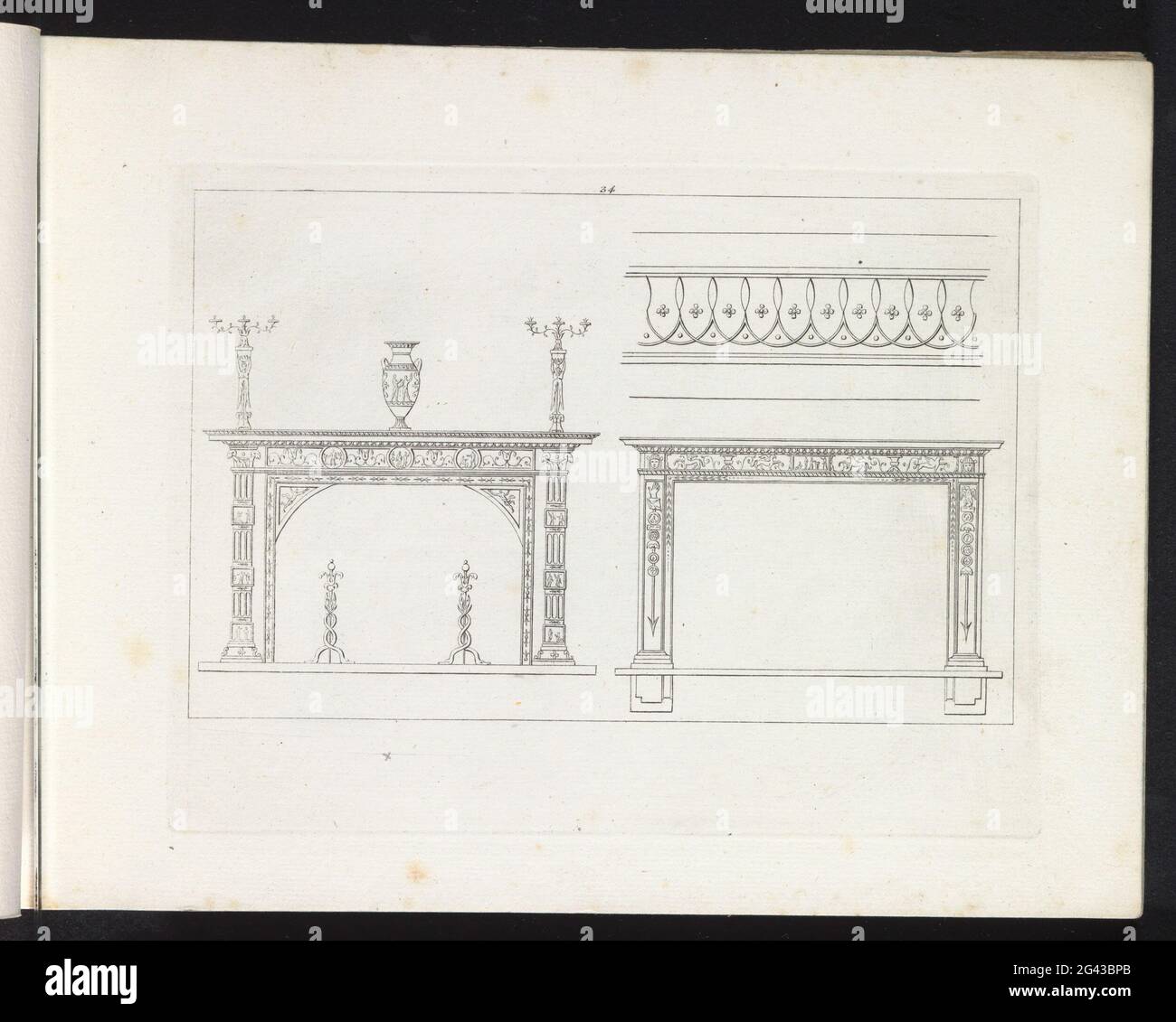Ornamental edge and two fireplaces; Designs for religious and profane ...