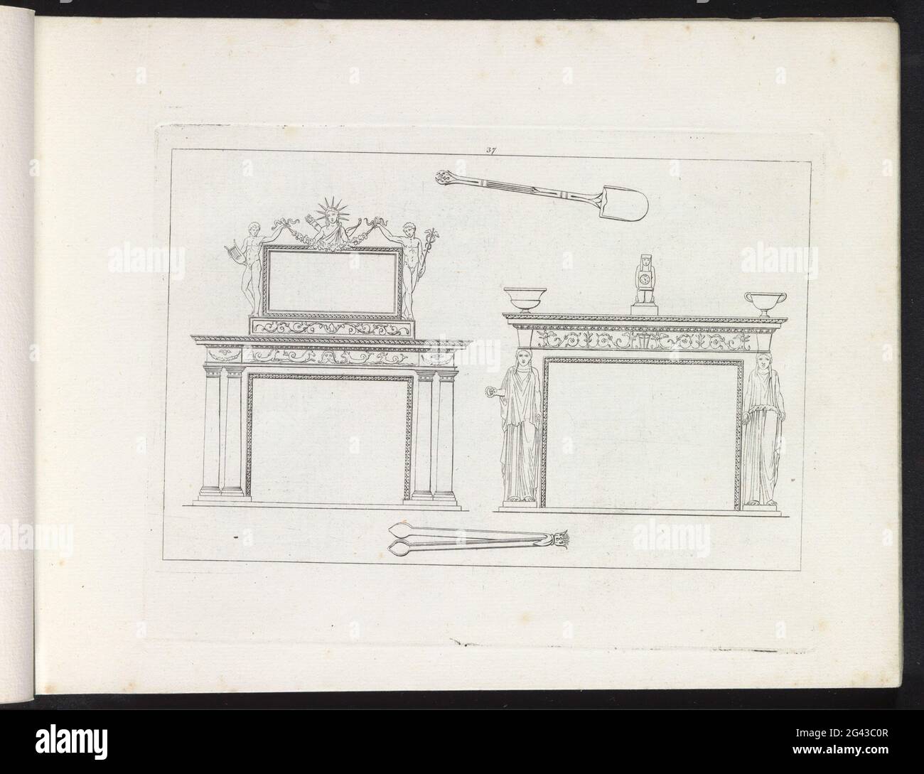 Two fireplaces; Designs for religious and profane objects; Invenzioni ...