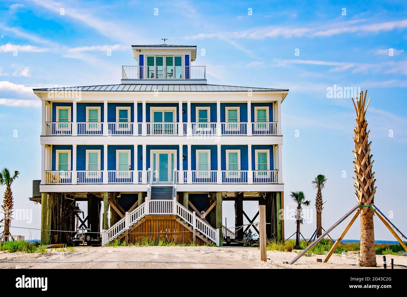 A typical beach house is pictured, June 17, 2021, in Dauphin Island ...