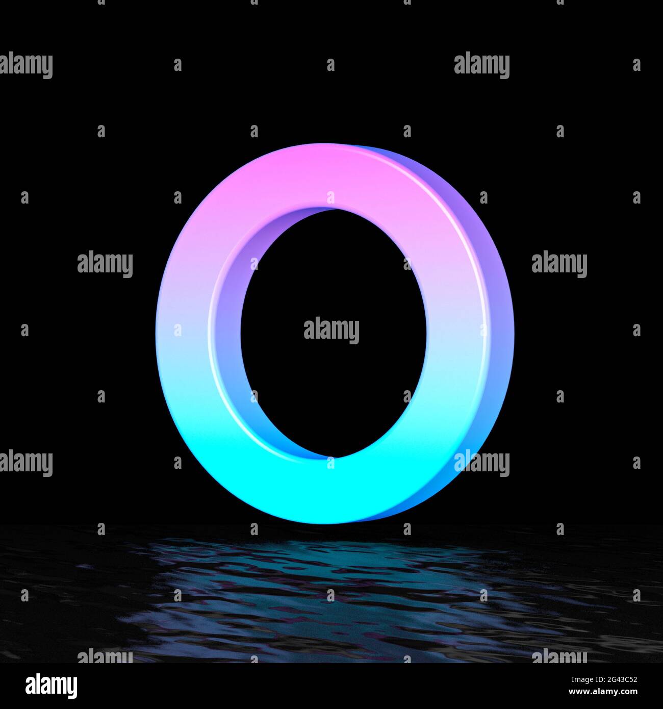 Cyan magenta font Letter O 3D Stock Photo - Alamy