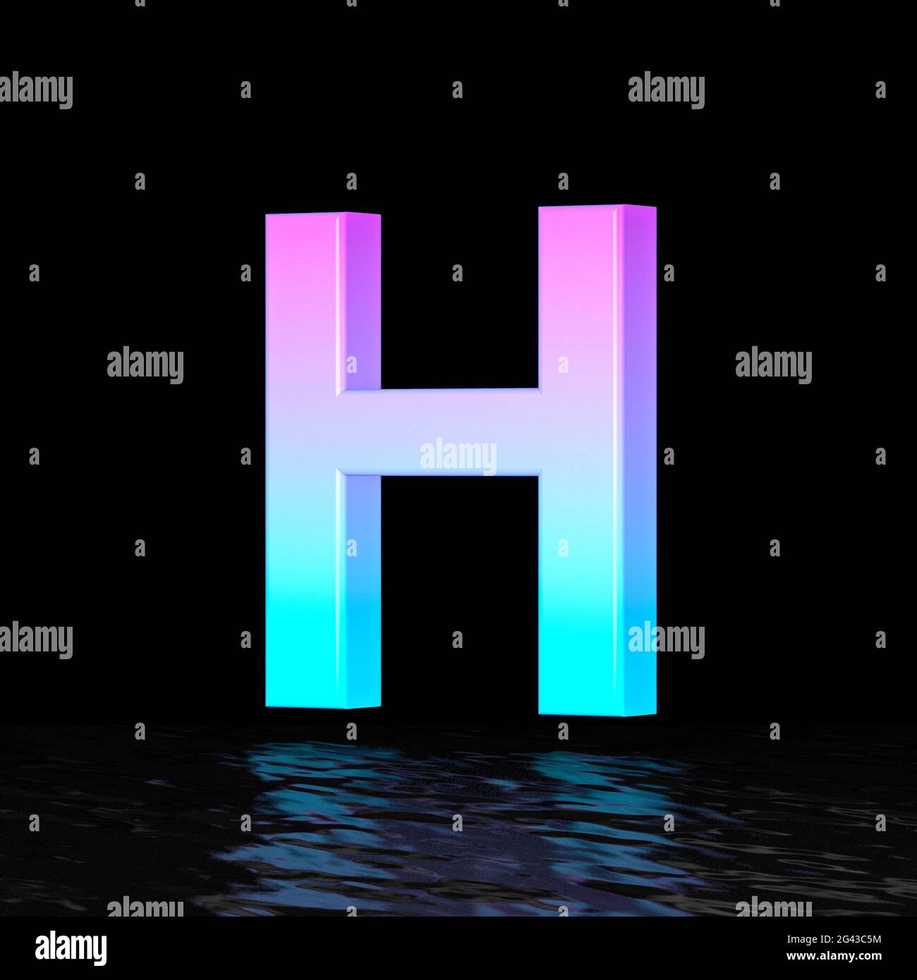 Cyan magenta font Letter H 3D Stock Photo - Alamy