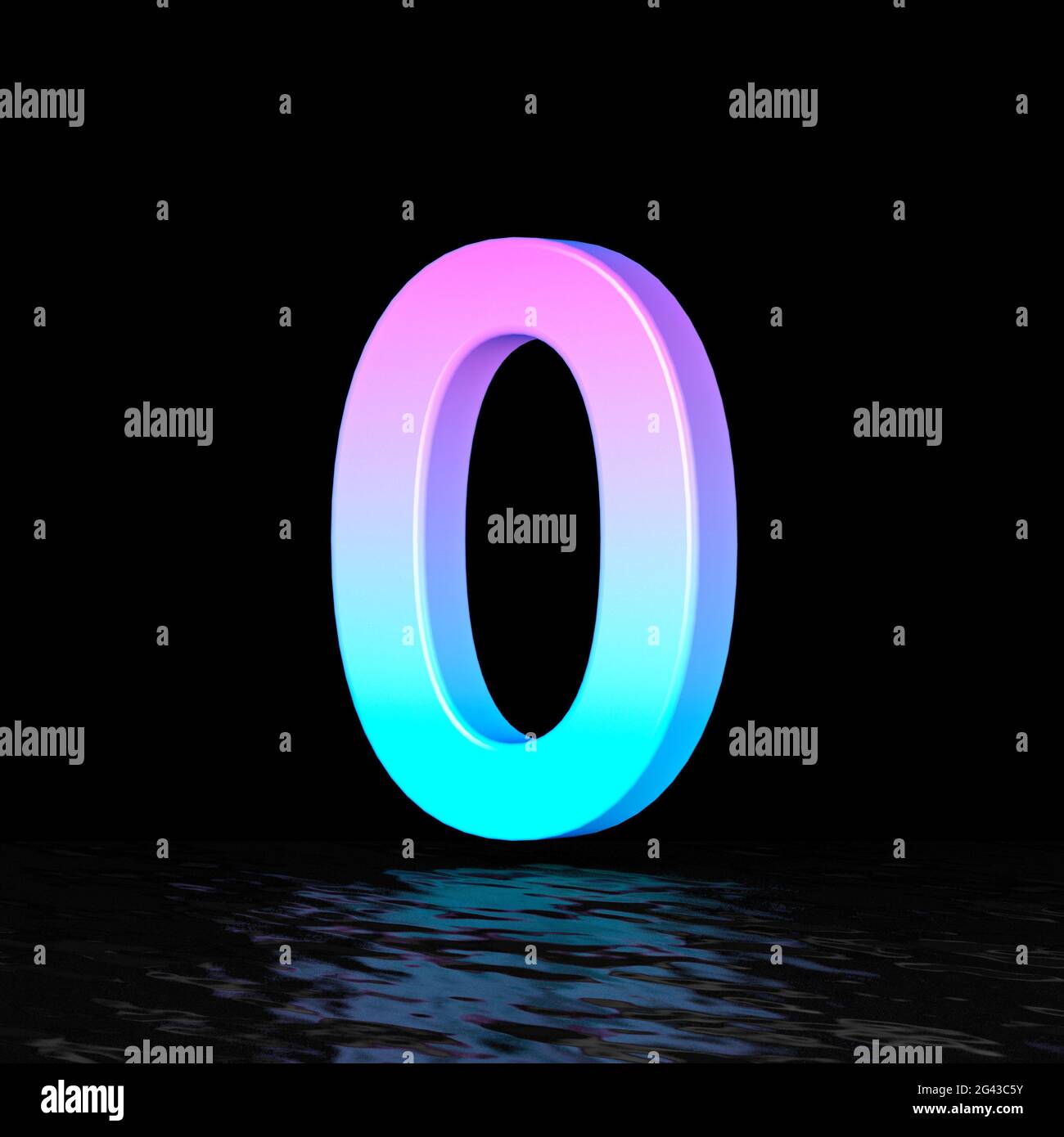 Cyan magenta font Number 0 ZERO 3D Stock Photo - Alamy