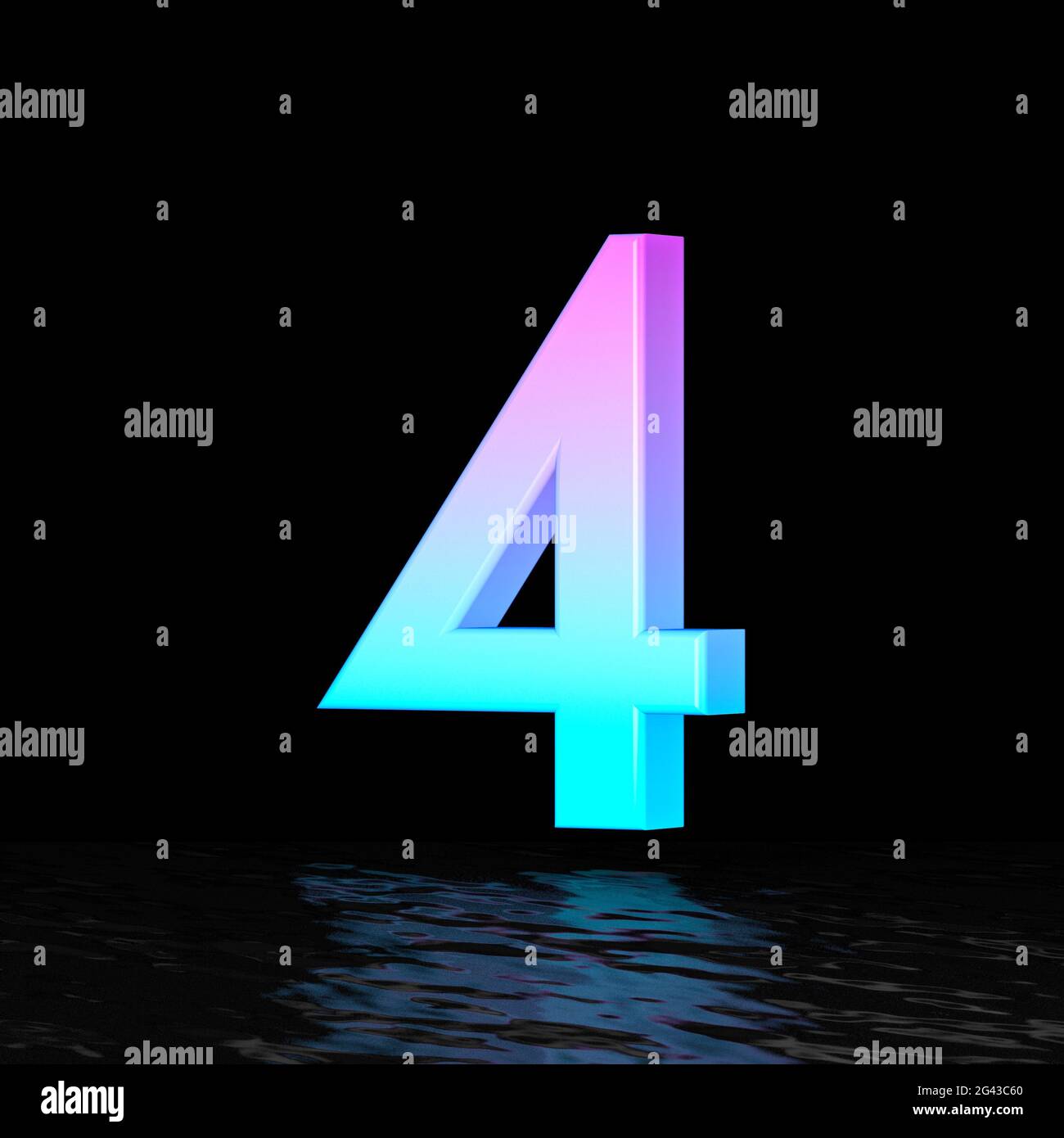 Cyan magenta font Number 4 FOUR 3D Stock Photo - Alamy