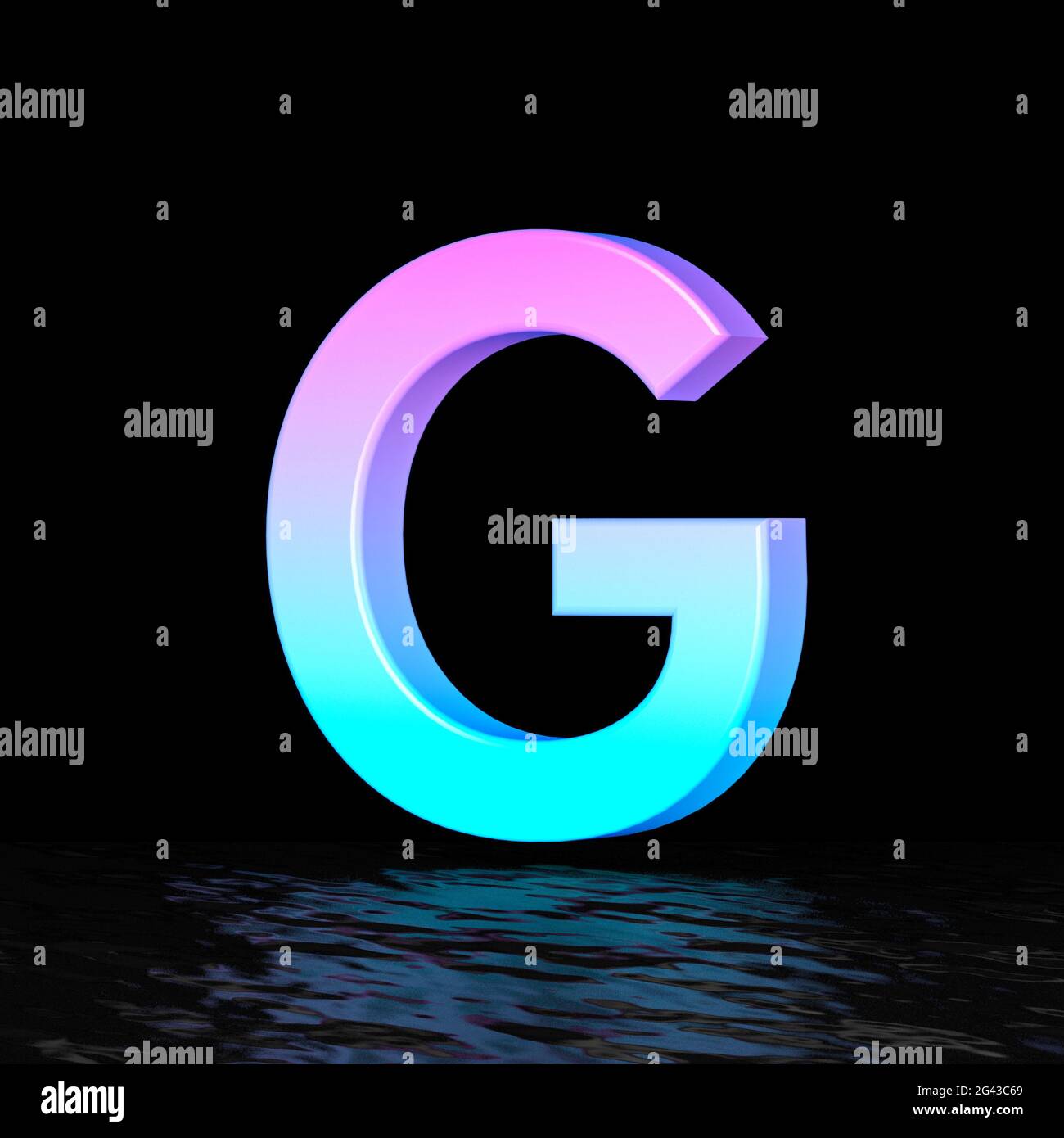 Cyan magenta font Letter G 3D Stock Photo - Alamy