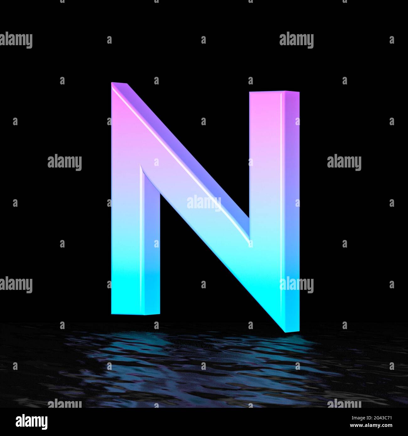 Cyan magenta font Letter N 3D Stock Photo - Alamy