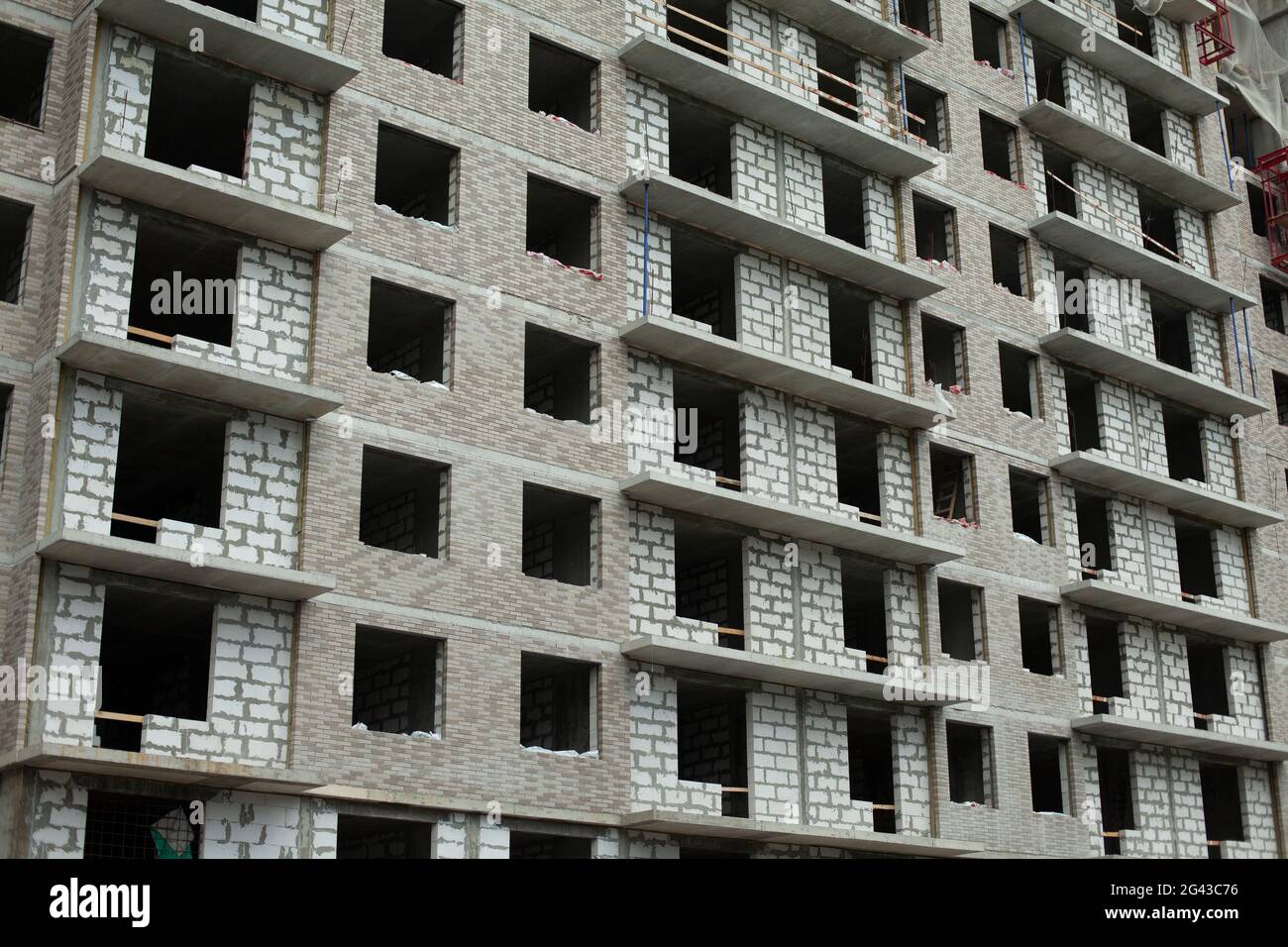 Construction of a multi-storey building. Concrete floors of an ...