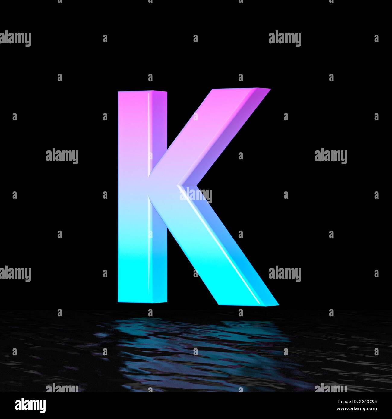 Cyan magenta font Letter K 3D Stock Photo - Alamy