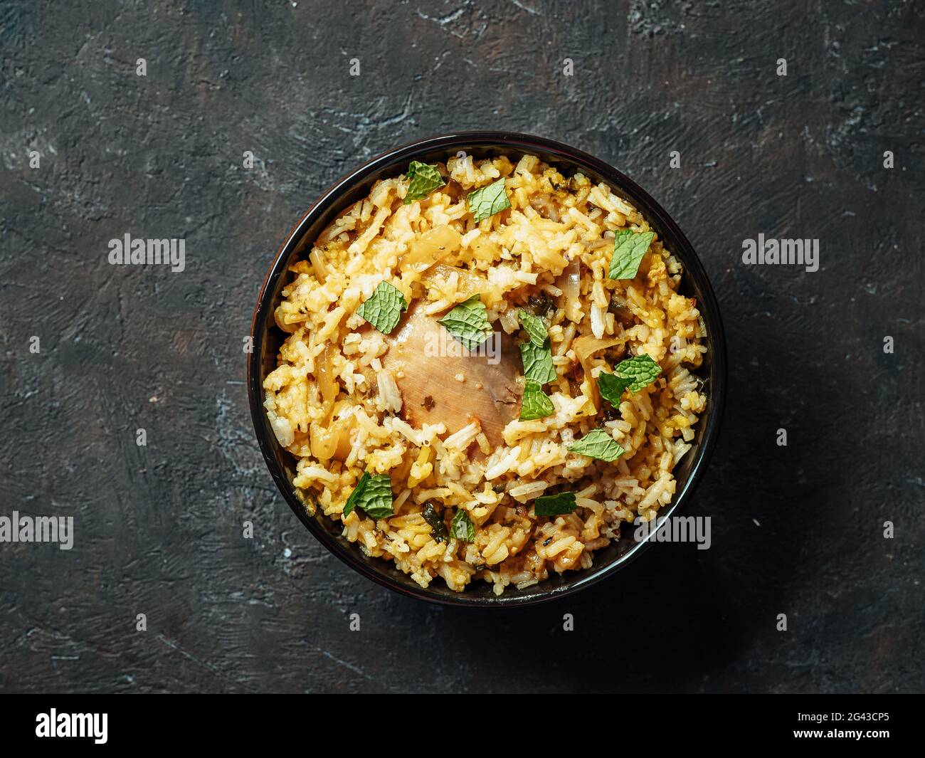 Pakistani chicken biryani rice, top view Stock Photo - Alamy