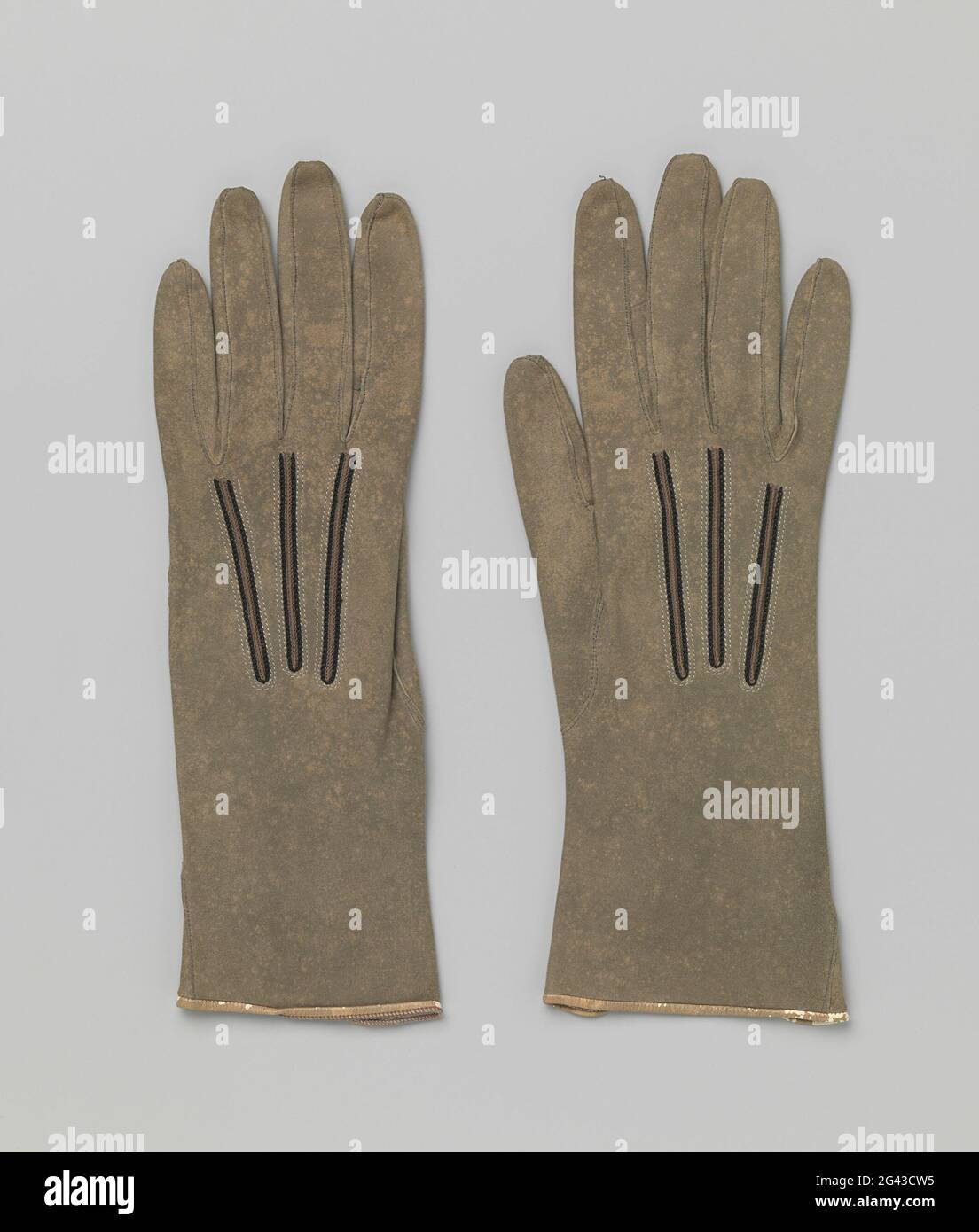 Right glove from green spotted suede. Left glove from green faithed ...