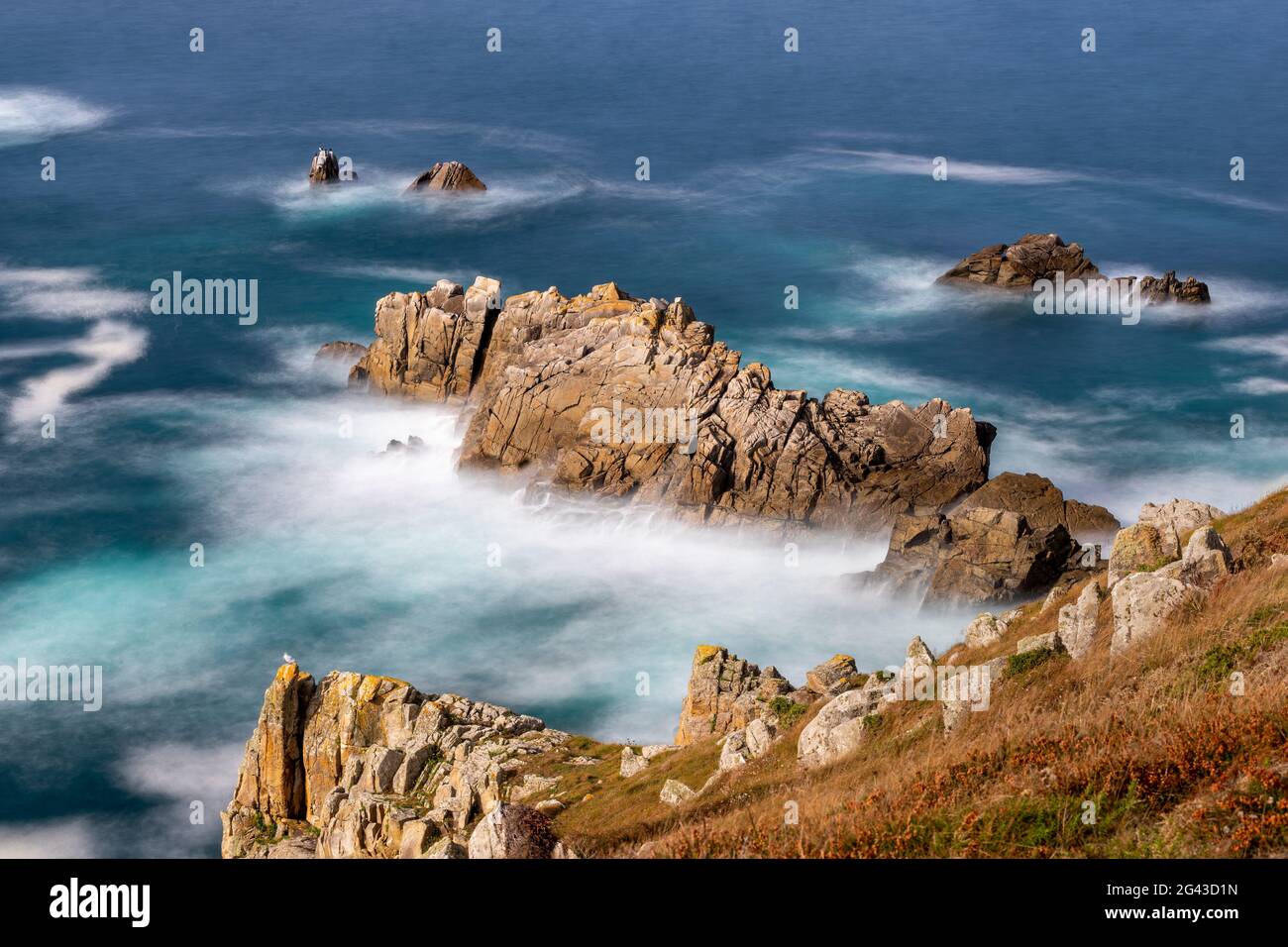 Steep coast in Brittany, Cornouaille, France, Europe Stock Photo - Alamy