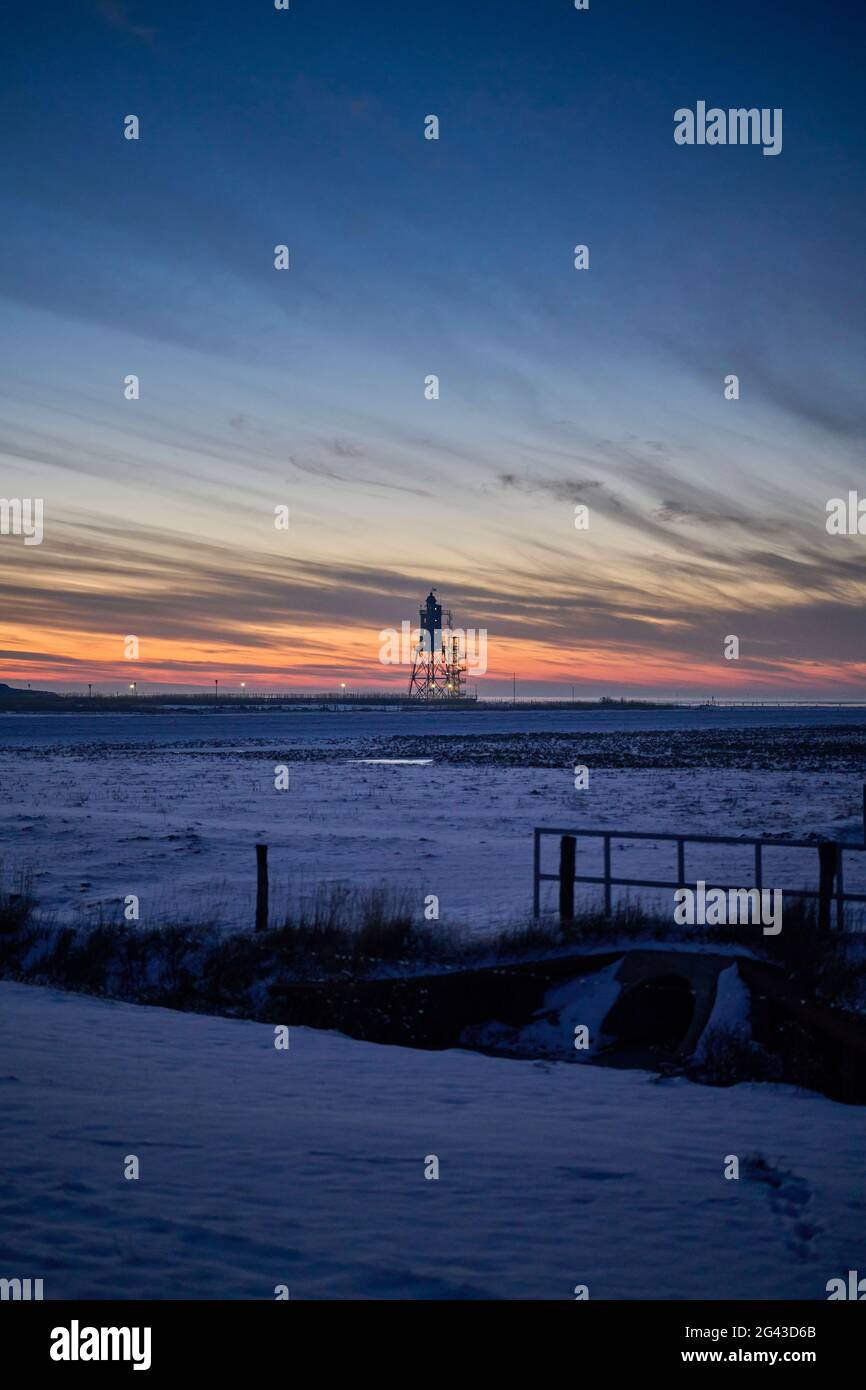 Sunset on the dike, Dorum, Lower Saxony, Germany Stock Photo - Alamy