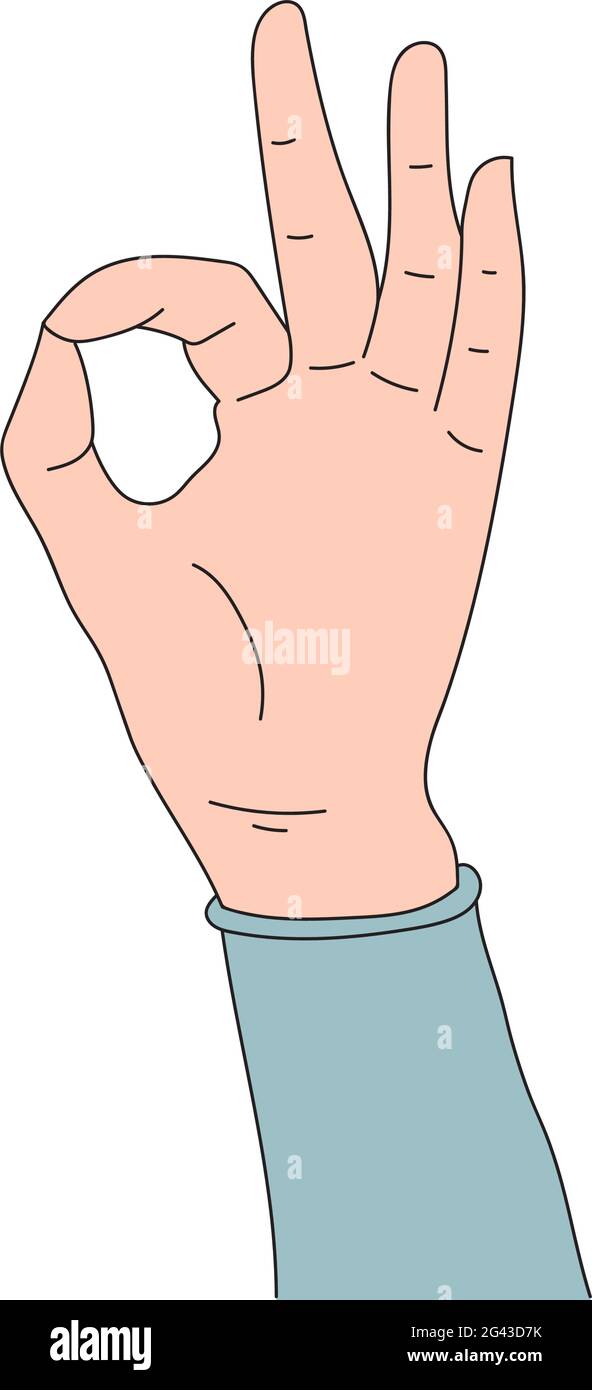 Hand drawn doodles hand showing the symbol with ok fingers Stock Vector ...