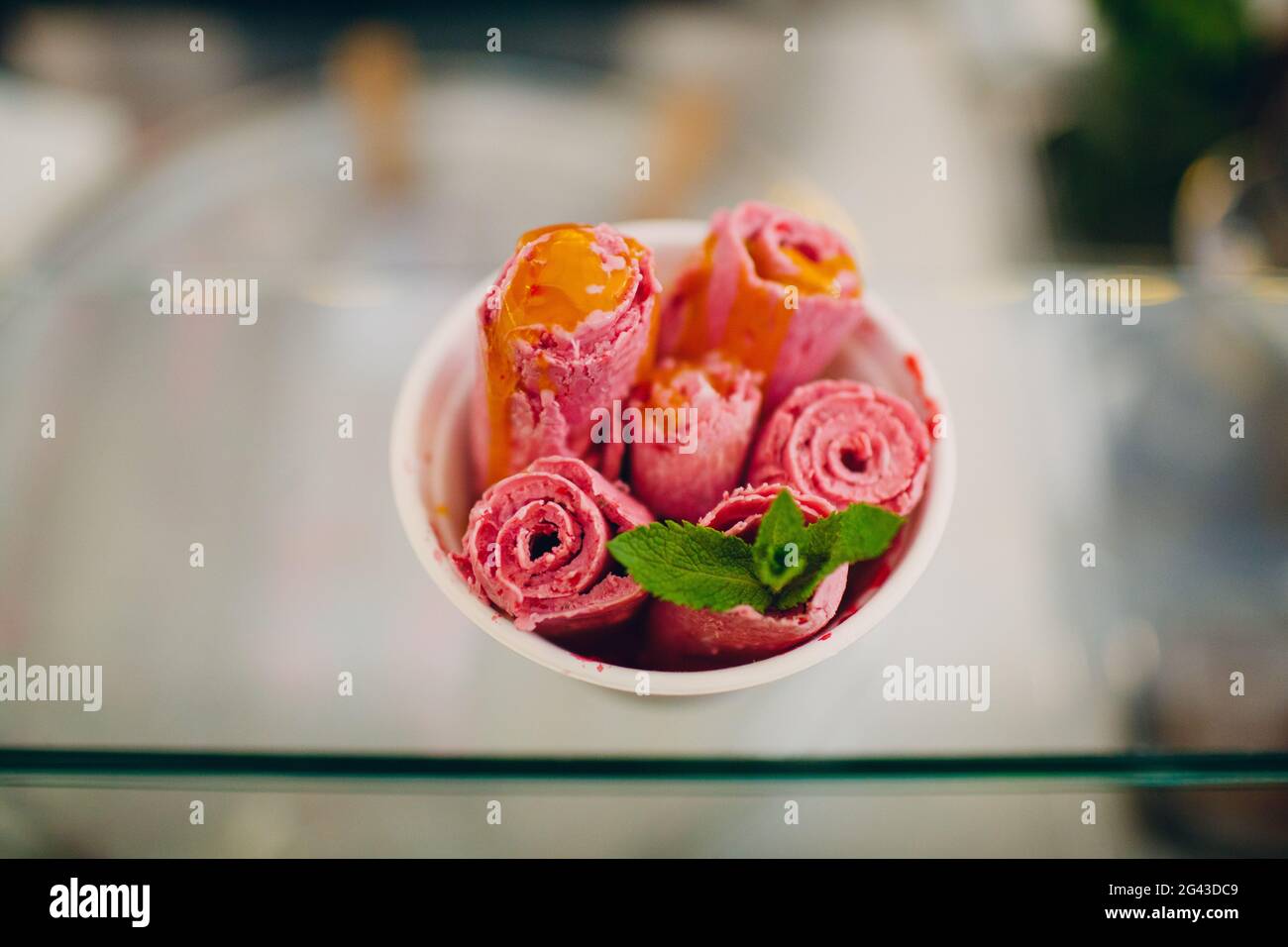 Handmade ice cream with mint in a cap Stock Photo - Alamy