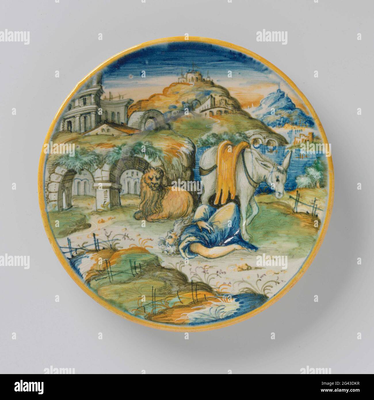 Plate with the disobedient prophet. Round plate of multi-colored ...