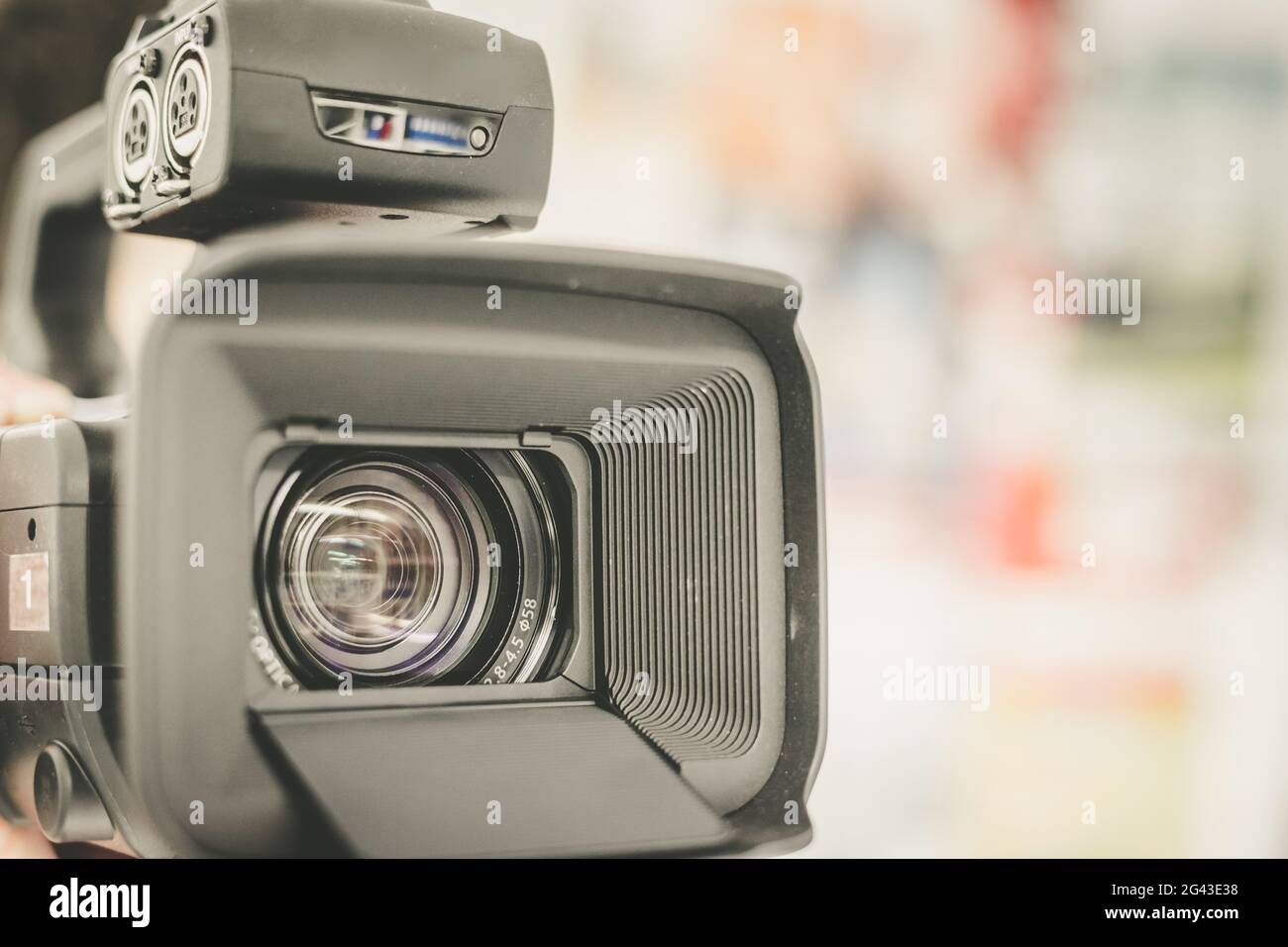 Professional film production: Male filmmaker is recording with a ...