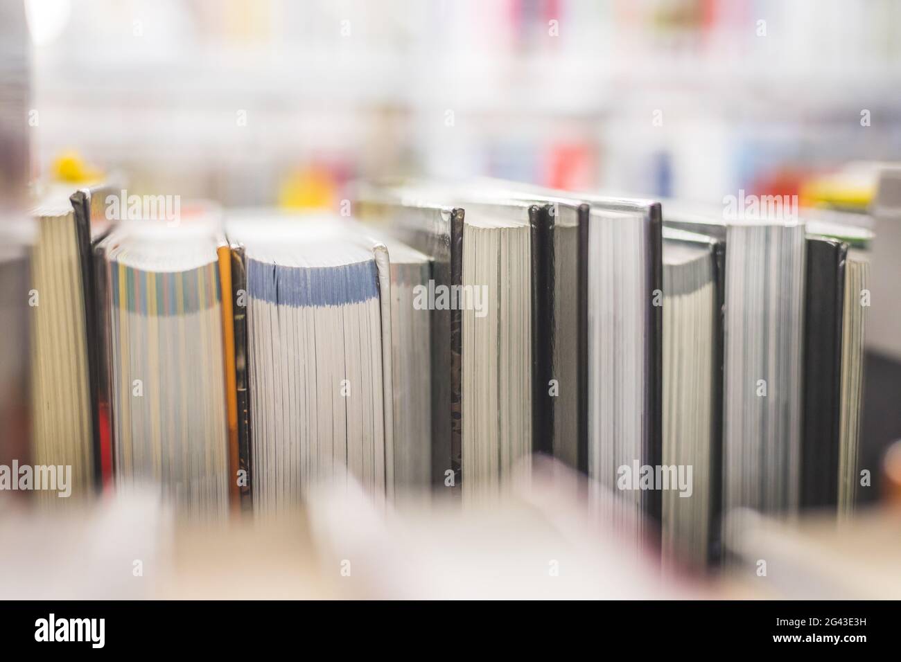 Reading and science concept: Books in the public library. Close up ...