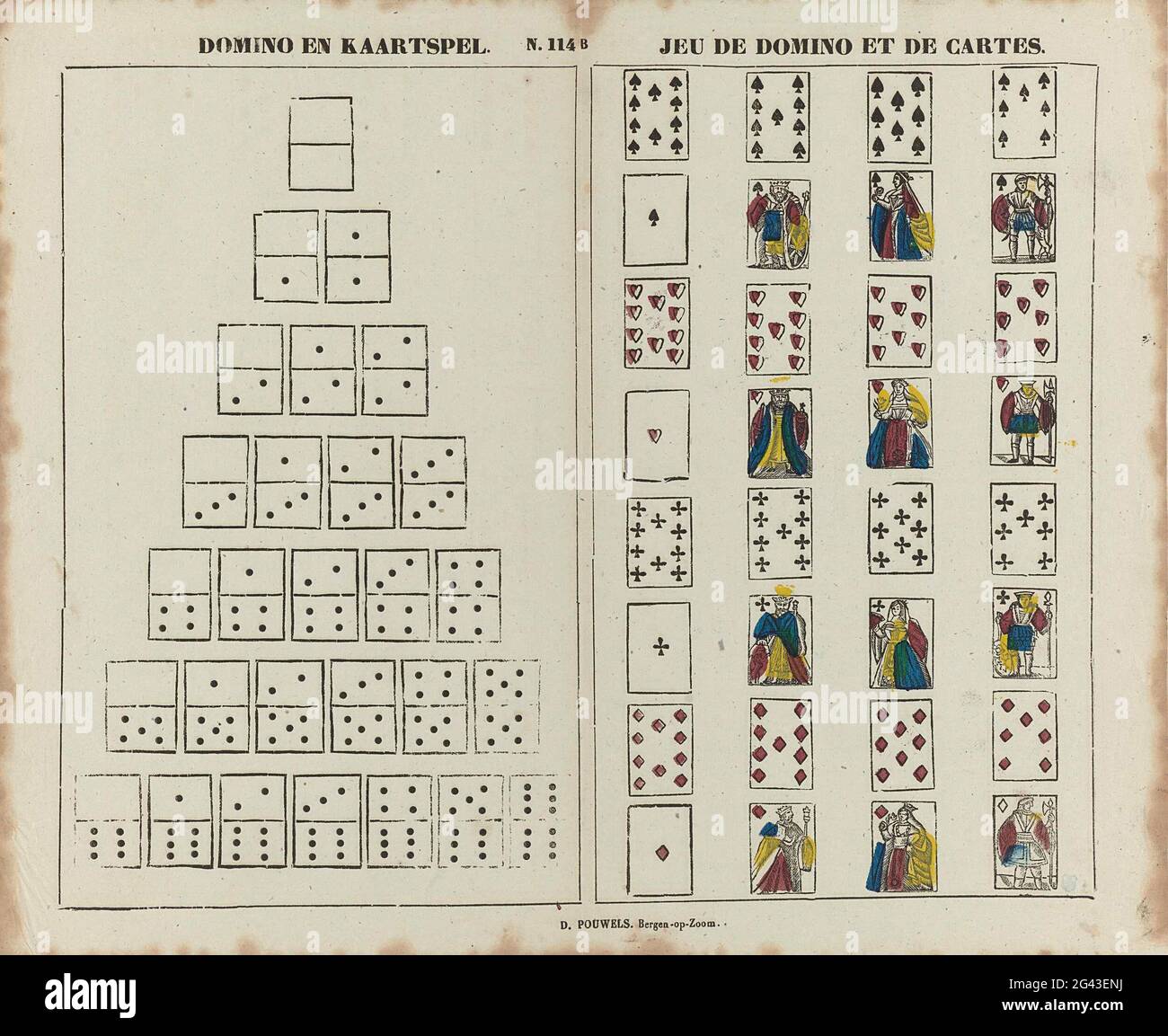 Domino and card game / Jeu de Domino et the Cartes. Sheet with 32 ...