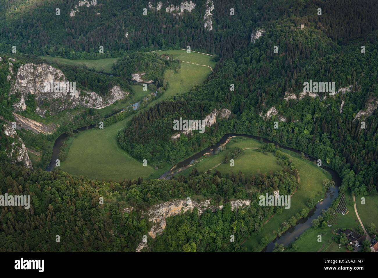 Curving and wild Danube in the breakthrough valley near Fridingen ...