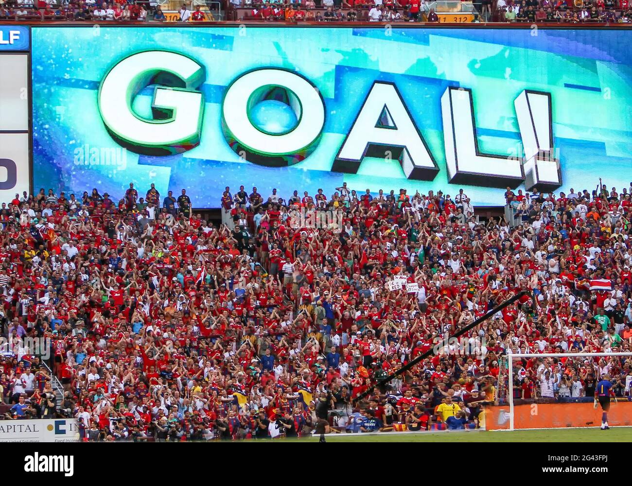 Goal sign in a Soccer stadium Stock Photo - Alamy
