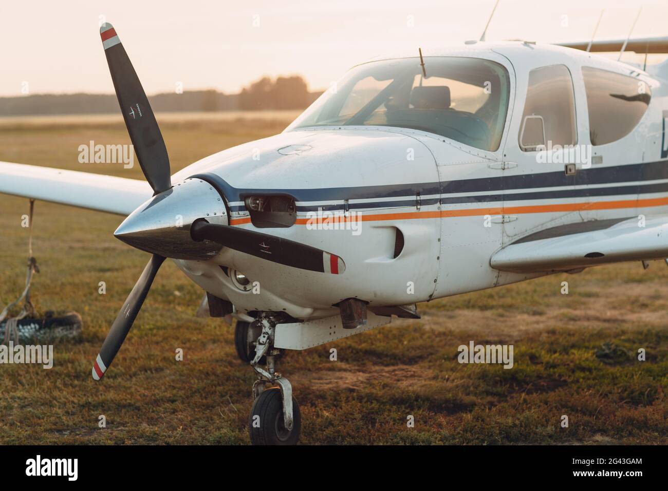 RUSSIA, MOSCOW - AUGUST 1, 2020: Small private single engine propeller ...