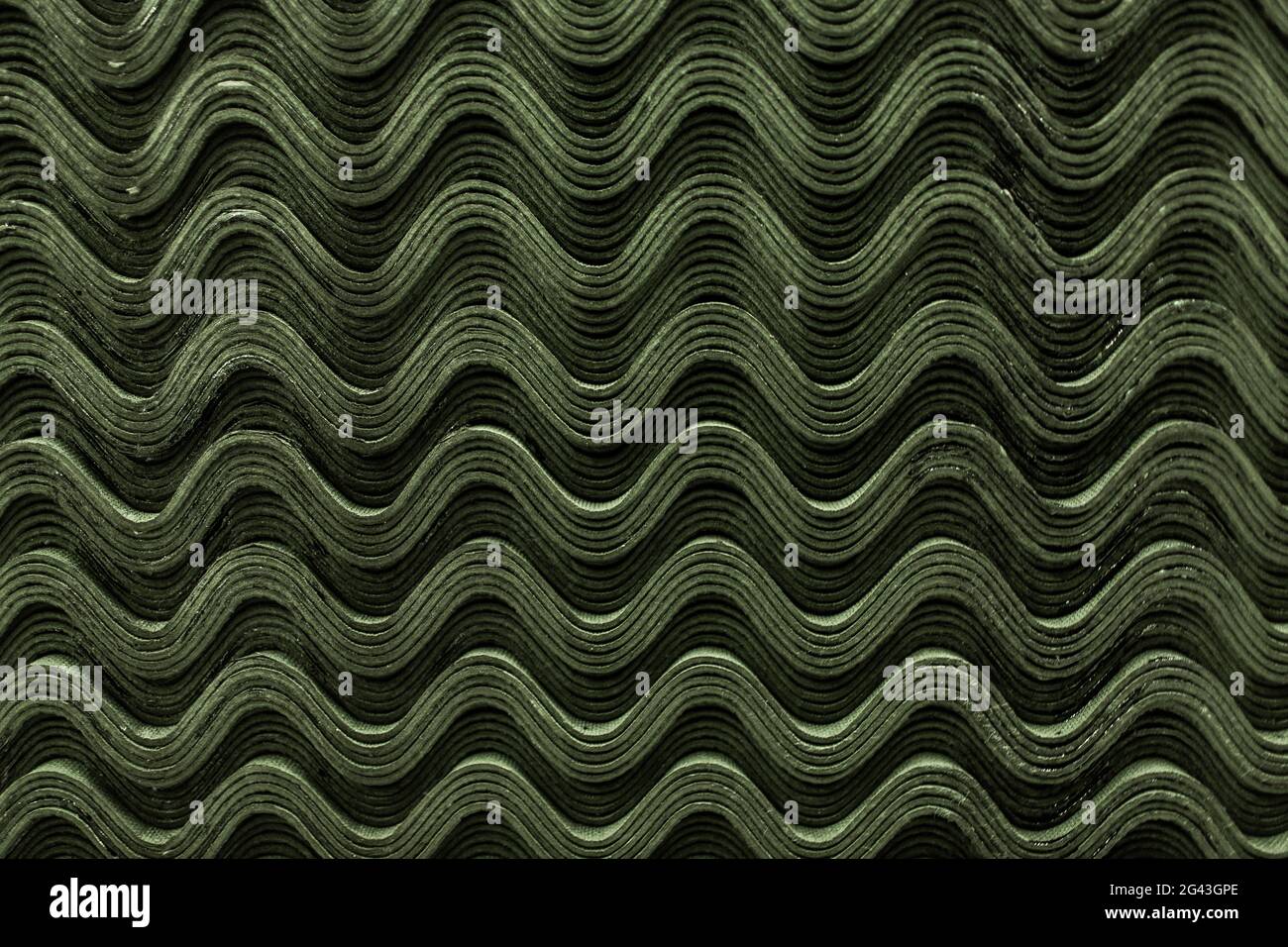 Roof green slate tiles pattern wave texture Stock Photo - Alamy