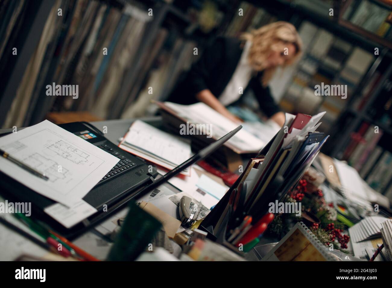 Interior designer woman at work. Design and interior decoration Stock ...