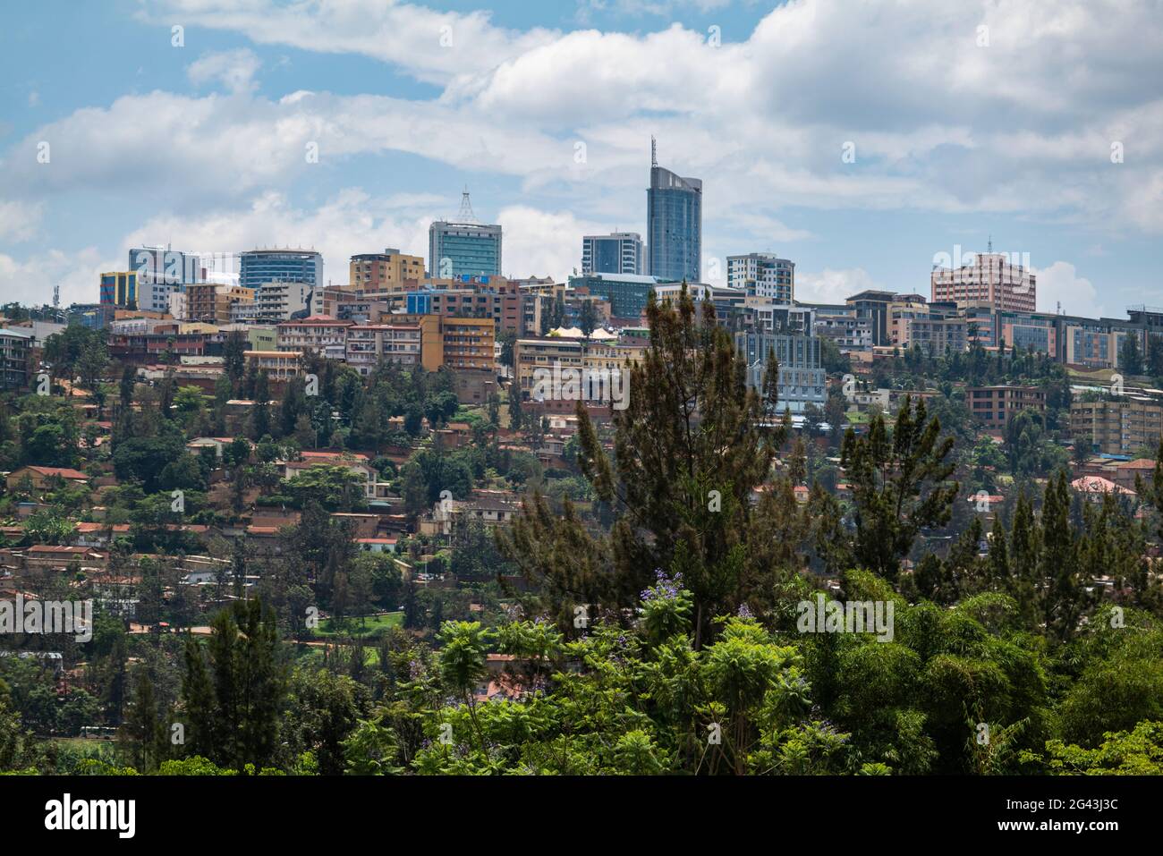 City skyline with trees in the foreground viewed from the gardens of ...