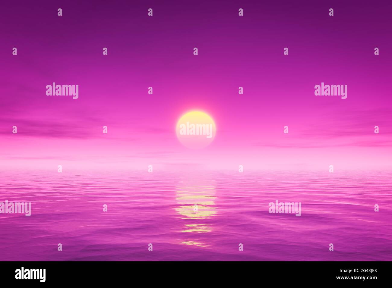 Pink sunset over the ocean Stock Photo - Alamy