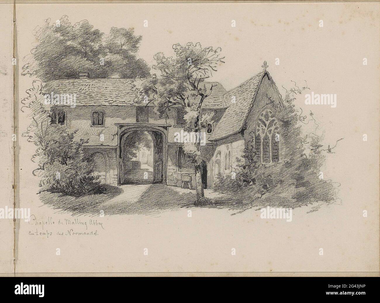 Chapel of Malling Abbey. Leaf 25 Recto from a sketchbook with 52 sheets ...