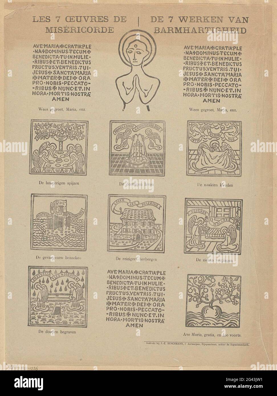 Lesson 7 Oeuvres De / Miséricorde / The 7 works of / mercy. Leaf with 9 ...