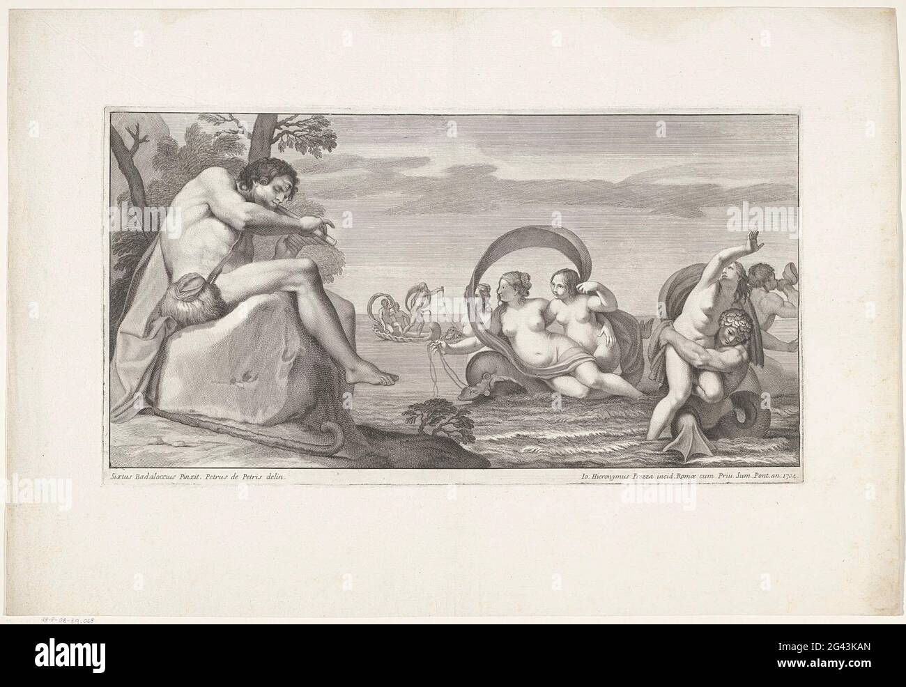 Polyphemus plays on his syrinx. Polyphemus is sitting on the coast and ...