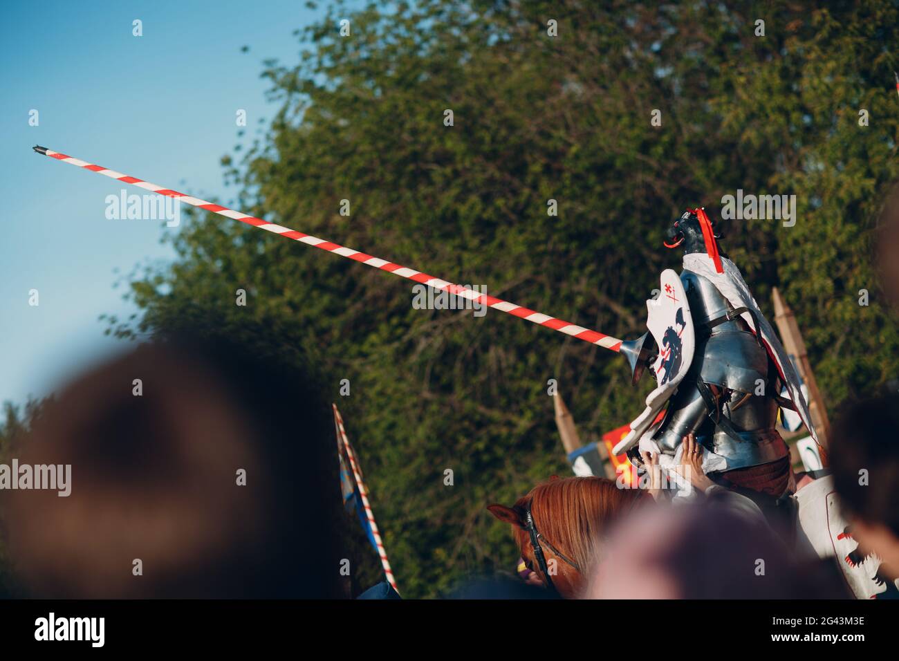 Knight with lancer on horse on knight tournament Stock Photo - Alamy