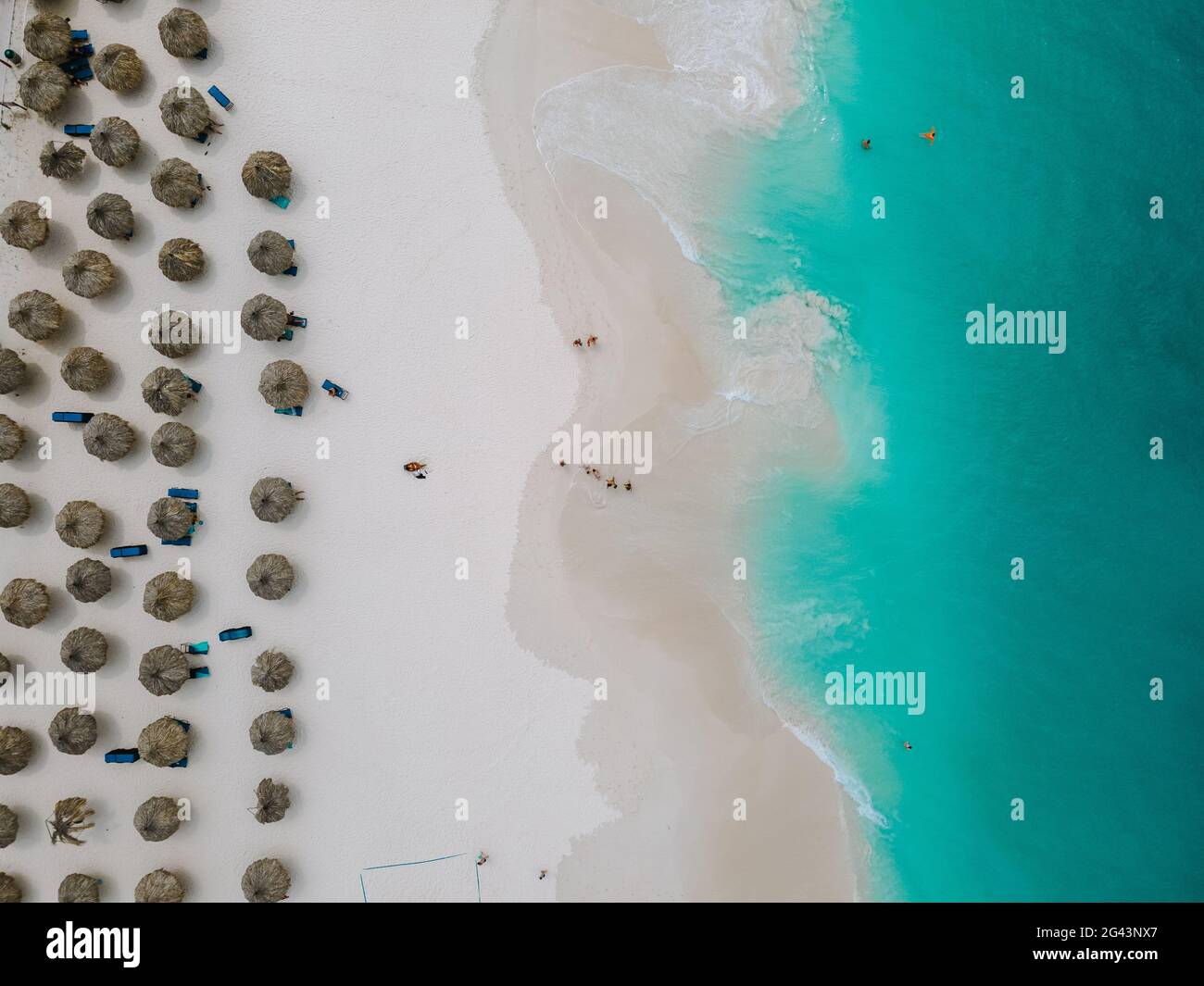 Aerial from Eagle beach on Aruba in the Caribbean, bird ey view at the ...