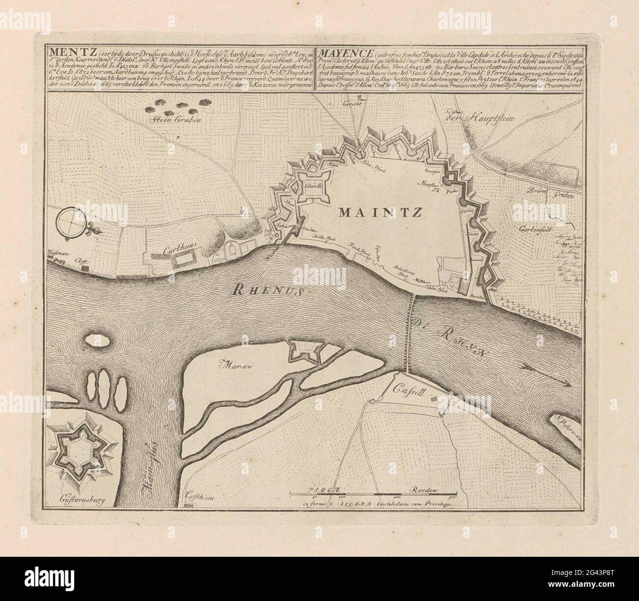 Map of Mainz; MENTZ (...) is d'capital d'archbishoms (...); Les ...