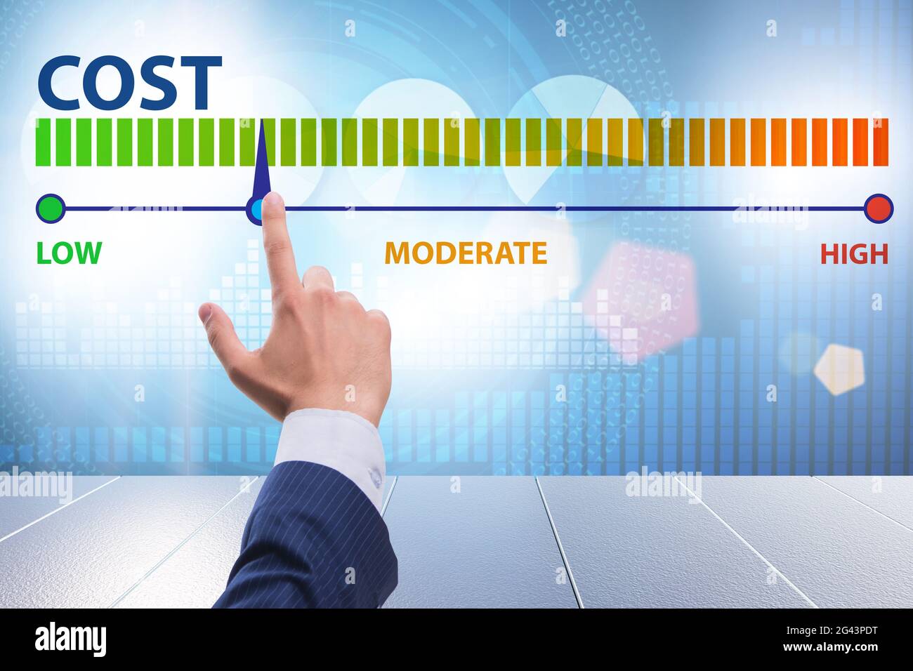 Cost management concept with businessman Stock Photo - Alamy