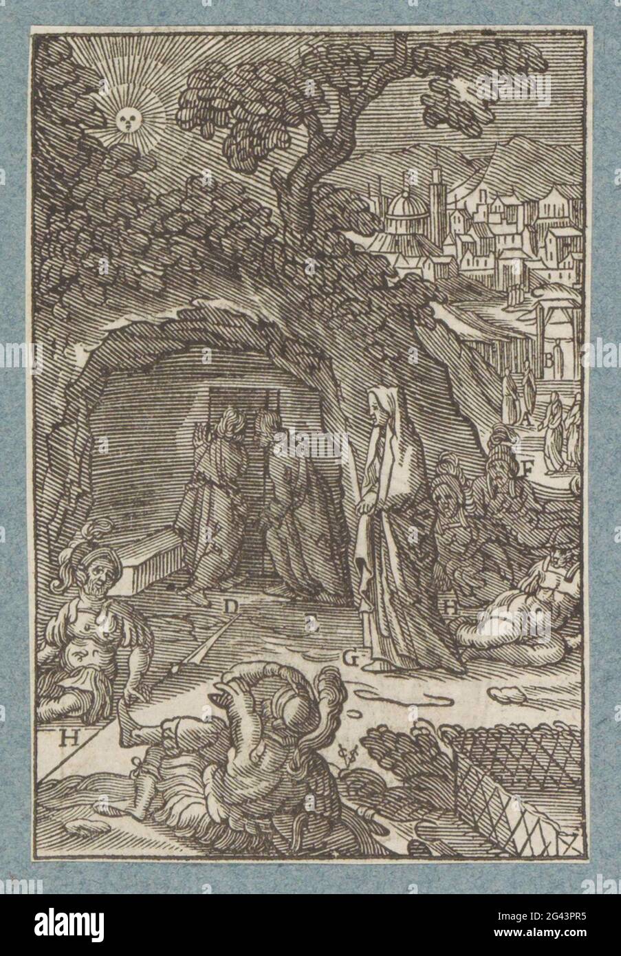 Mary Magdalene and the Apostles Petrus and John at the empty grave. The ...