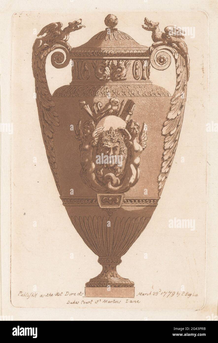 Antique vase with medallion with smiling head; Vases after the manner ...