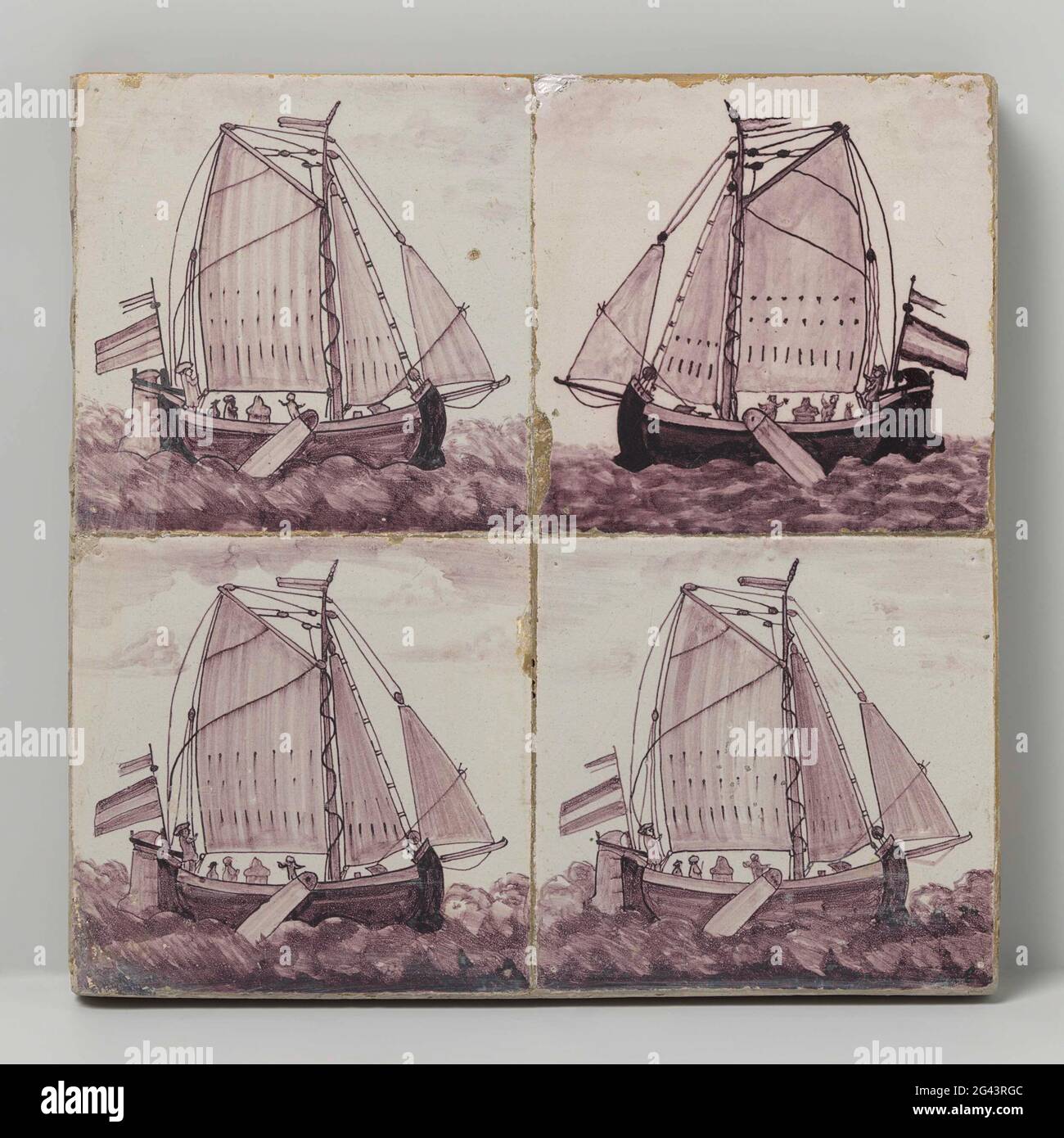 Field of four scoop tiles. Field of 4 tiles (2 x 2) each with a purple ...