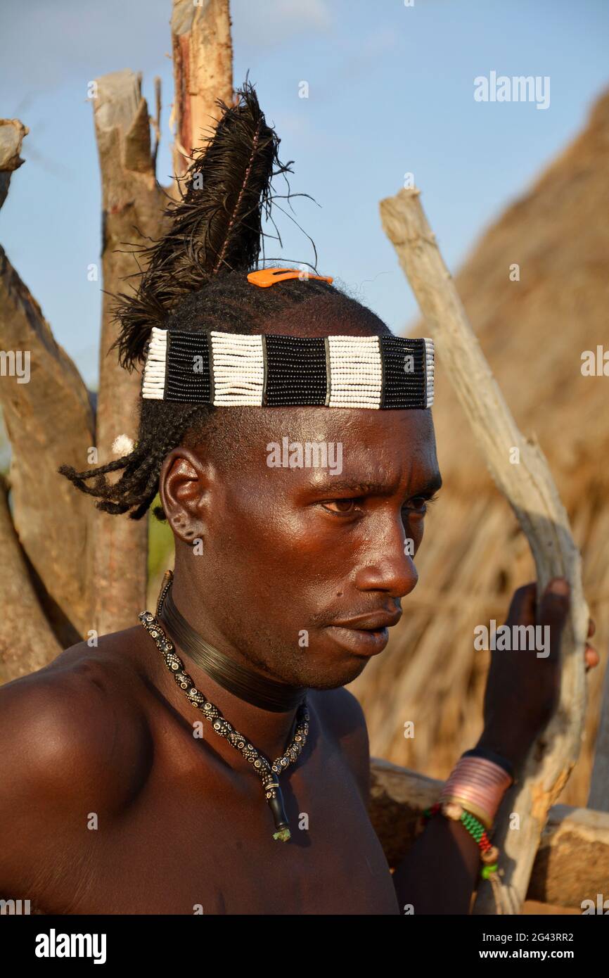 Ethiopia; Southern Nations Region; Hamer village near Turmi; young ...