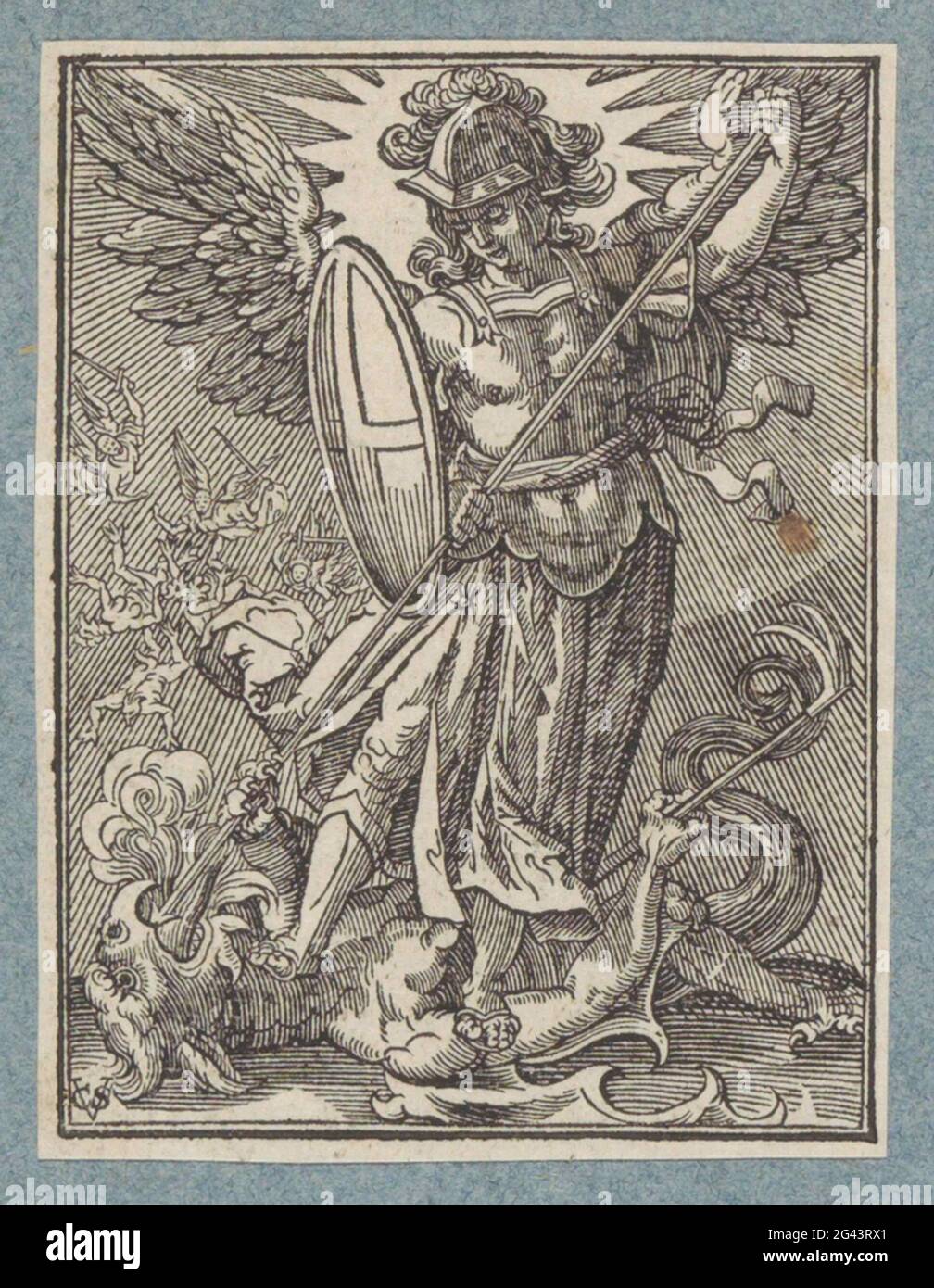 Archangel Michael and the dragon. Archangel Michael, armed with shield ...