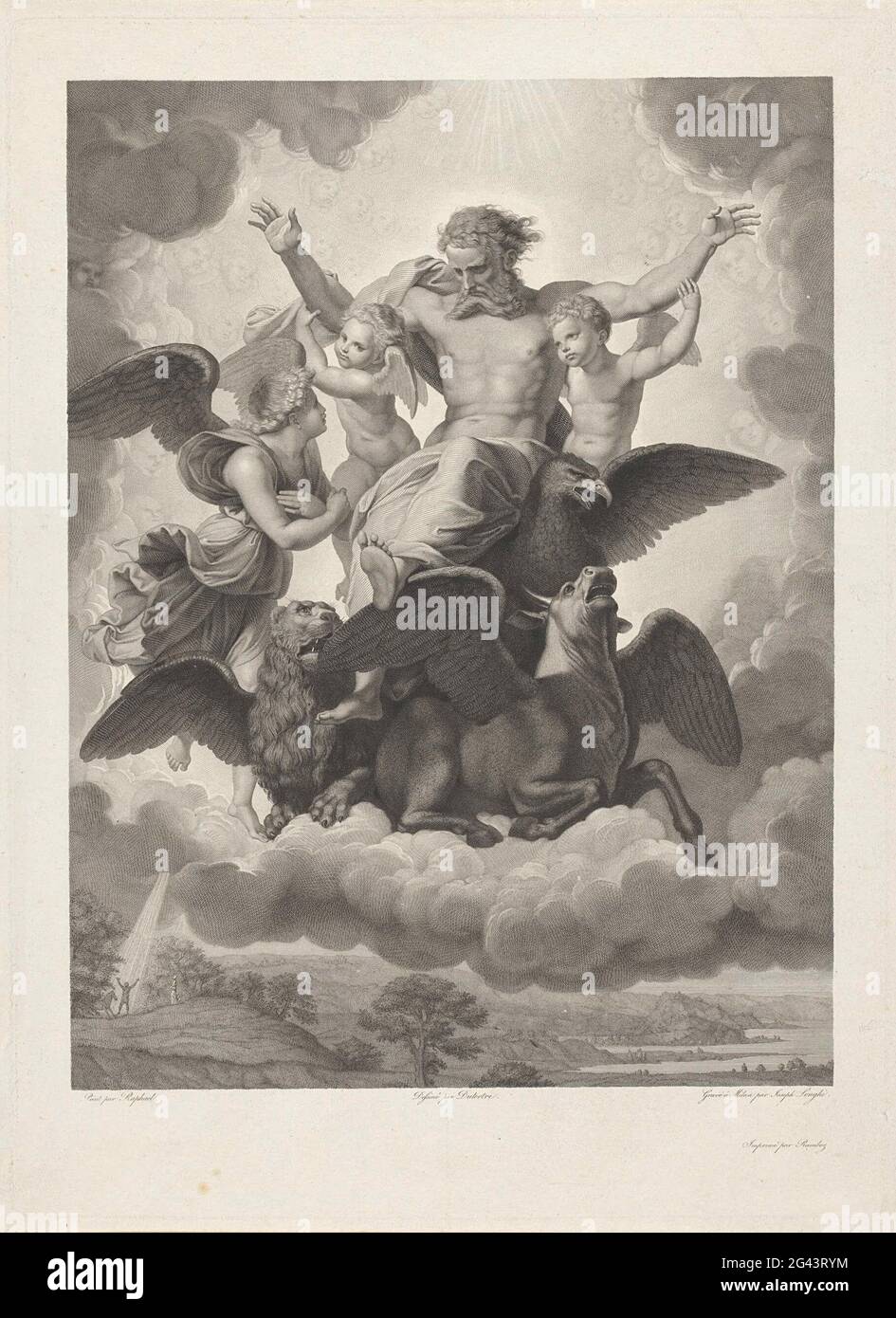 The vision of Ezekiel. Ezekiel, downstairs in the landscape, has a ...